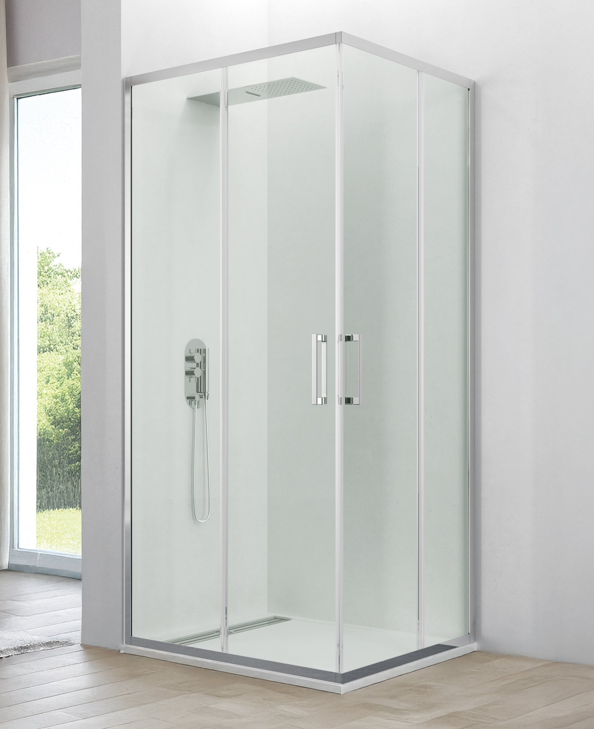 PAROI DE DOUCHE D’ANGLE. FRONTAL: 117-120 cm + LATÉRAL: 87-90 cm ...