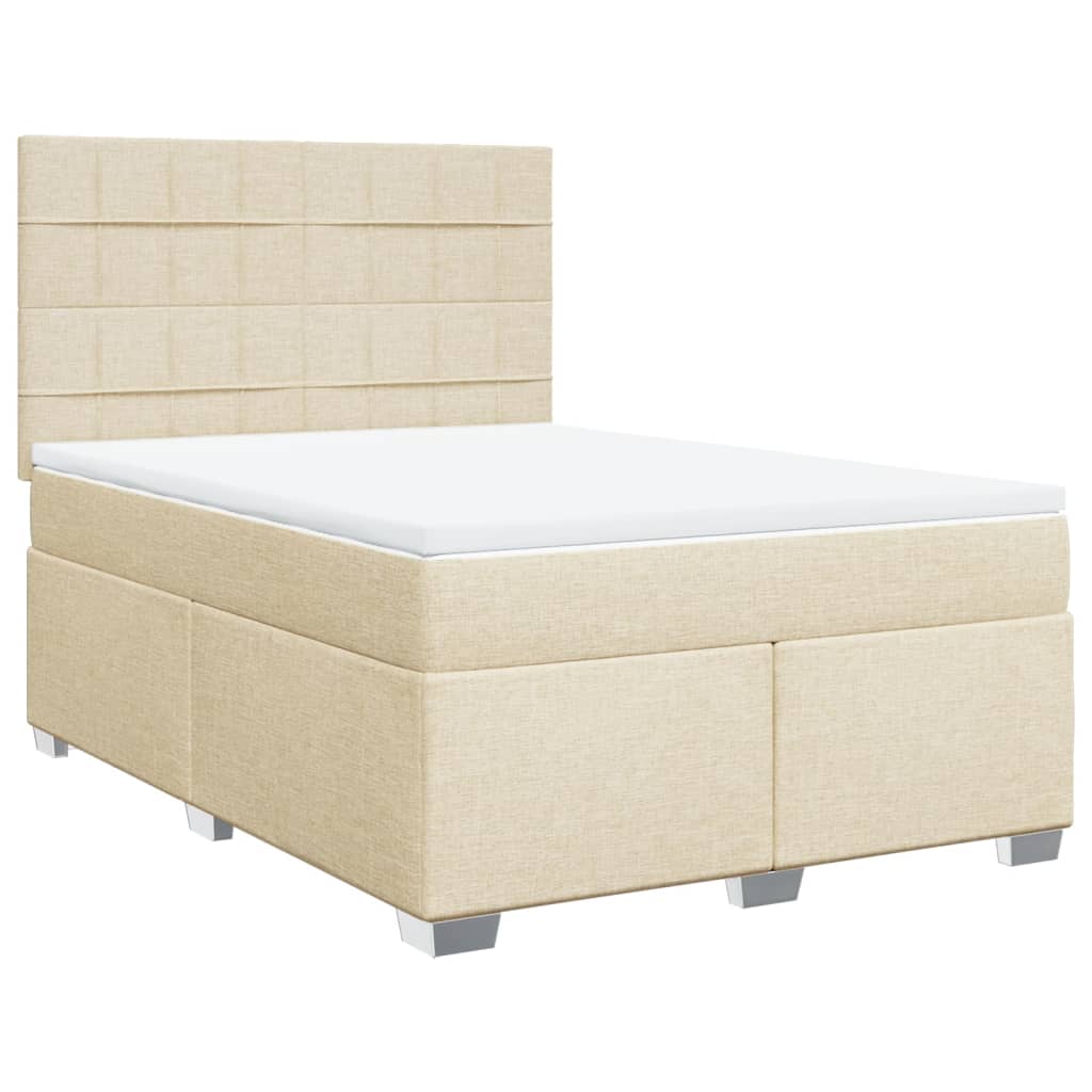 Cama box spring con colchón tela color crema 140x200 cm | Leroy Merlin