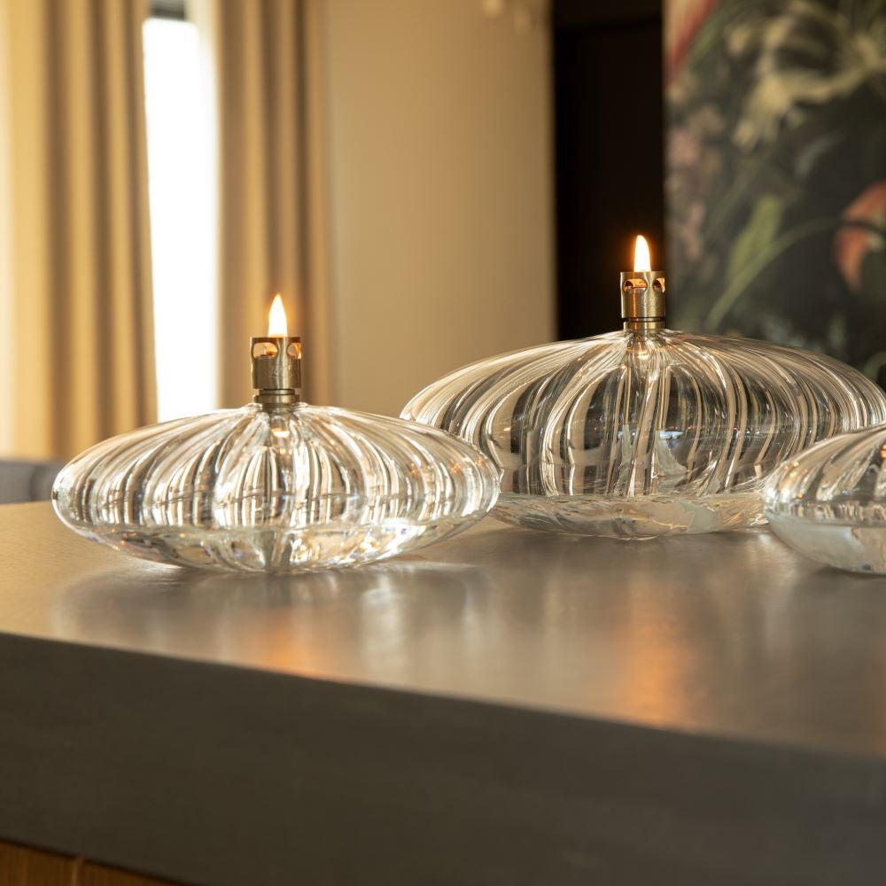 Lampe à huile galet strié - taille M- Peri Glass | Leroy Merlin