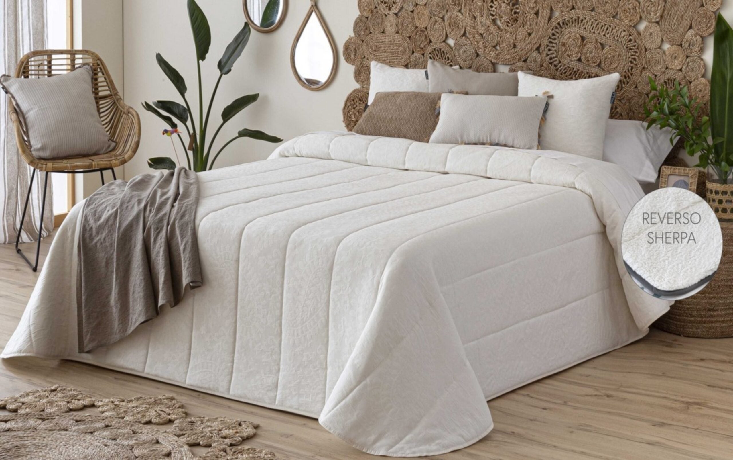 Edredón Sherpa Piqué Manises Blanco para Cama de 150 cm | Leroy Merlin