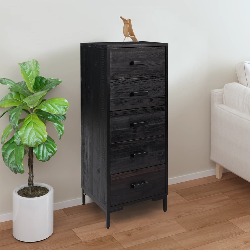 Commode Noir 42x35x110 cm Bois de pin massif vidaXL | Leroy Merlin