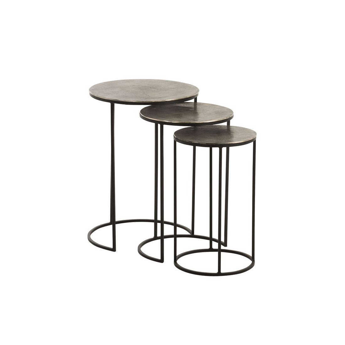 Trio de Tables gigognes Métal Noir/Gris - BROOKLAND | Leroy Merlin