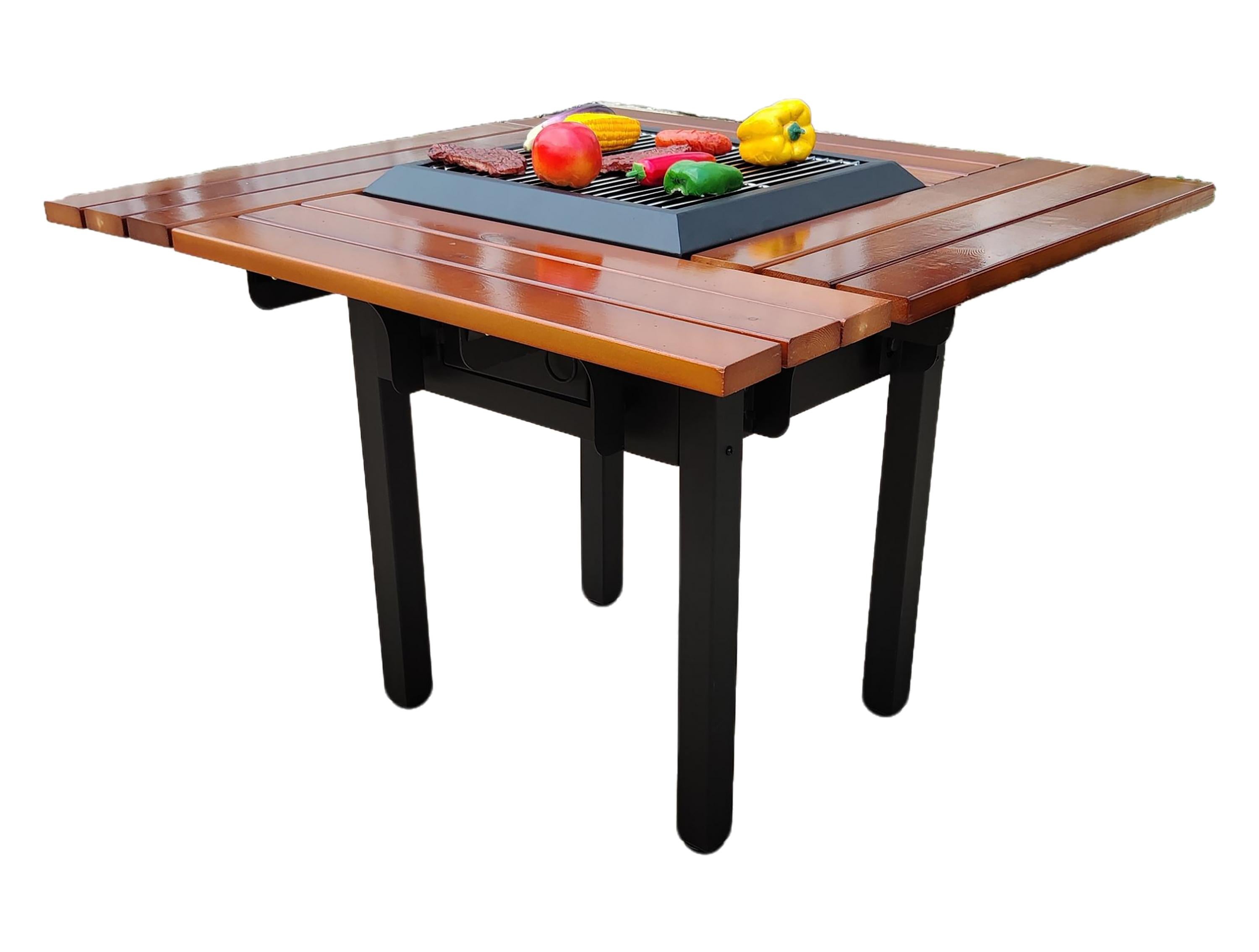 Mesa barbacoa con grill y tablero de madera | Leroy Merlin