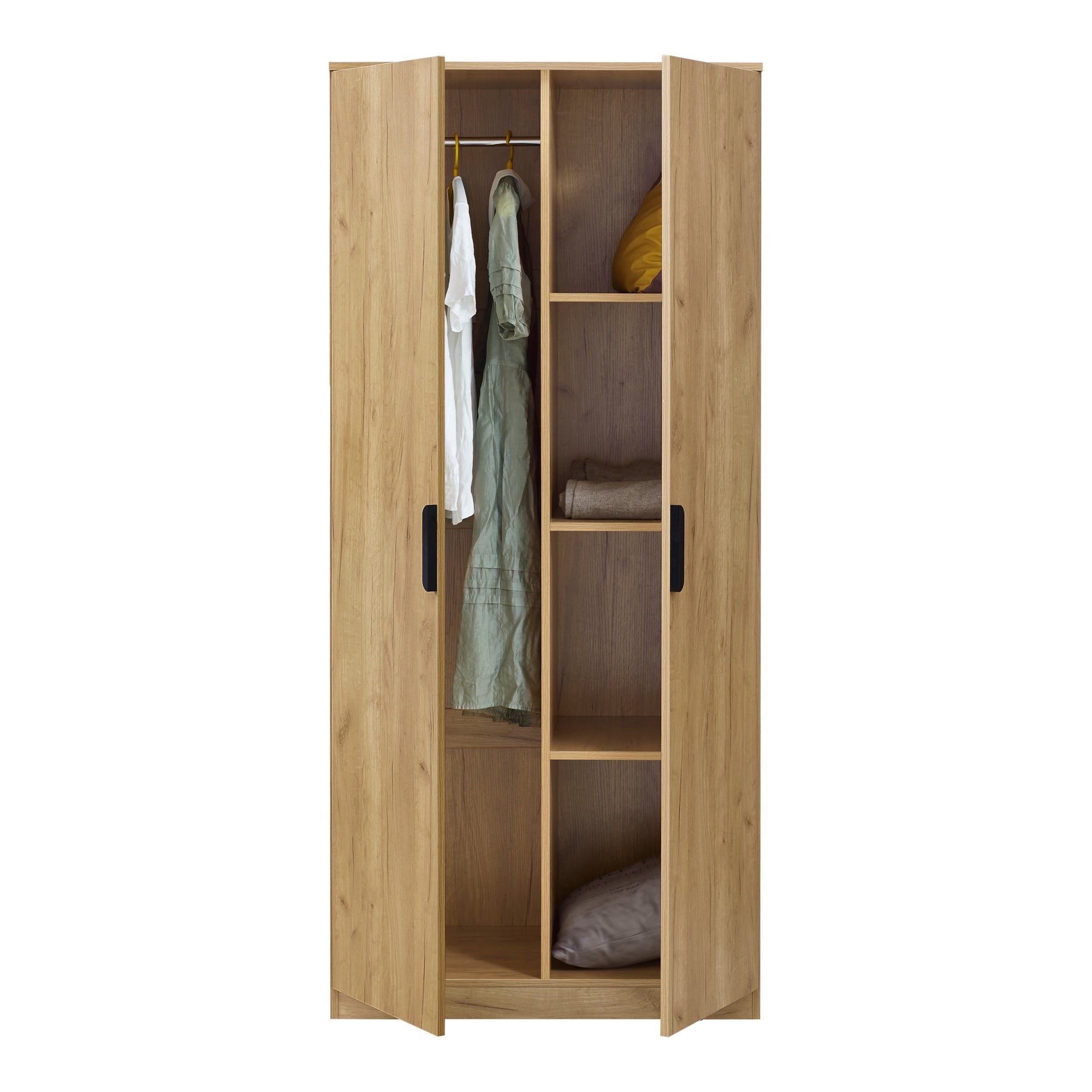 Armoire de chambre Eiselfing 1 penderie et 4 étagères MDF 176 x 80 x 52 ...