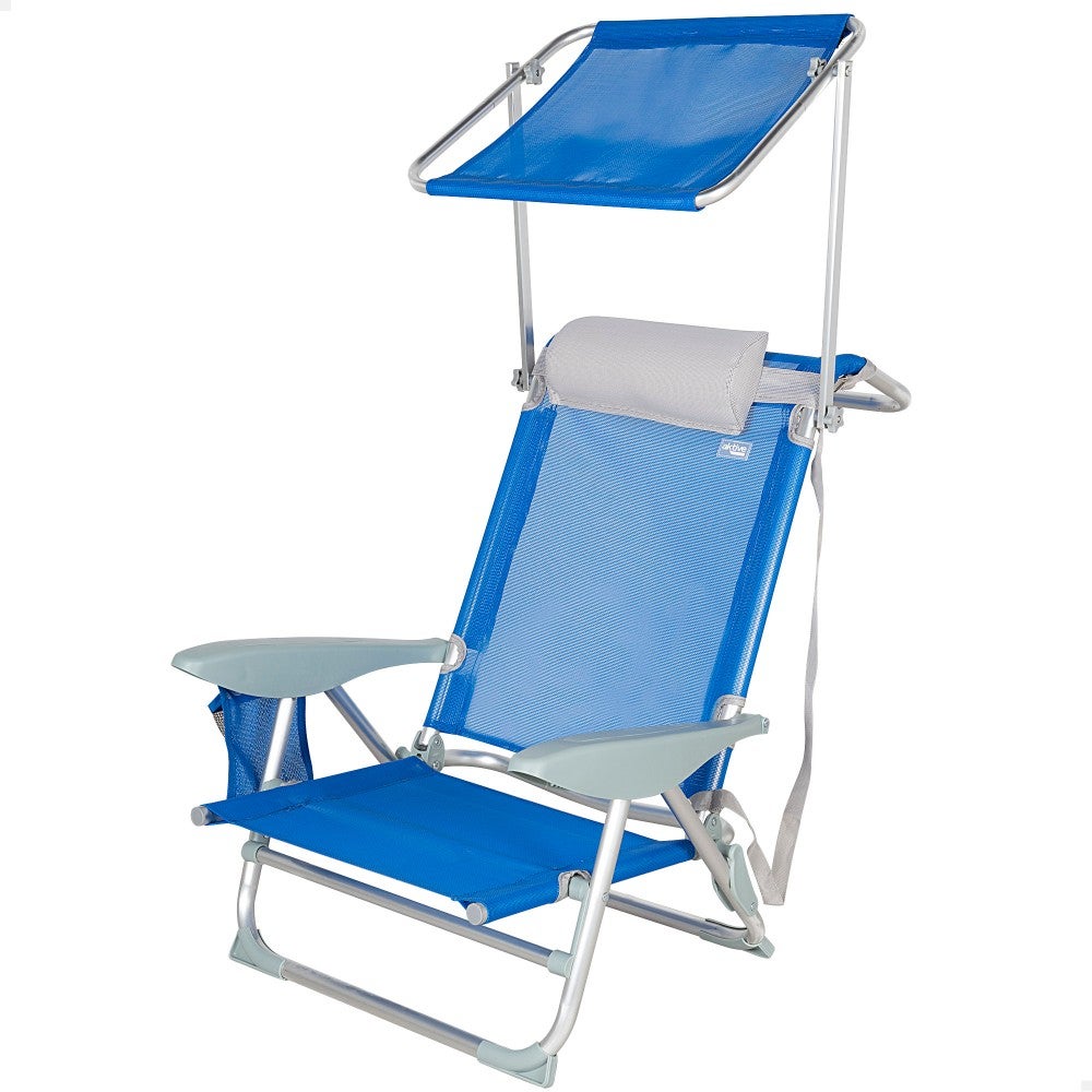 Chaise pliante avec parasol. Chaise de plage, jardin ou camping avec ...