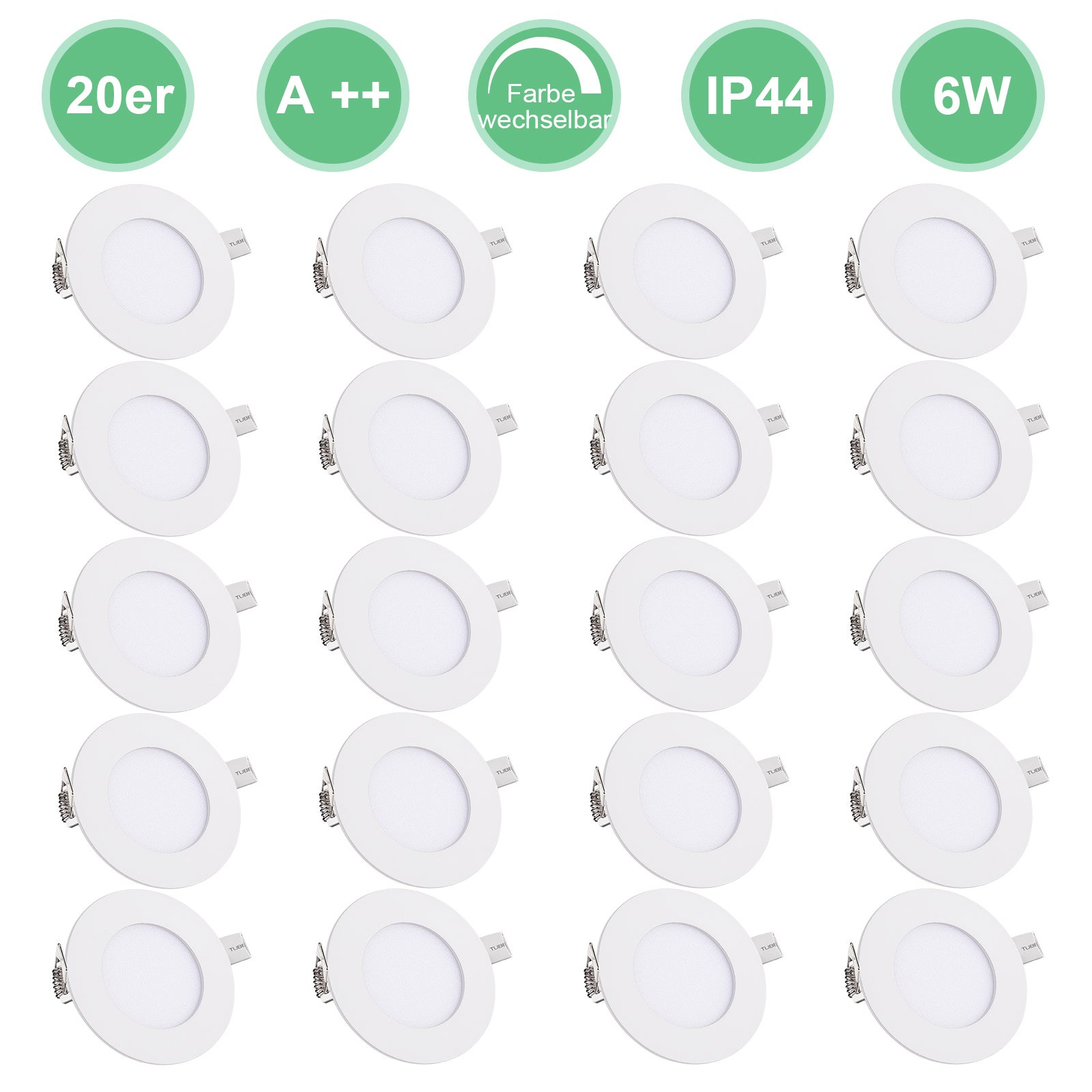 20X LED Spot Encastré 6W Blanc Froid 6500K Rond RExtra Plate Changement ...