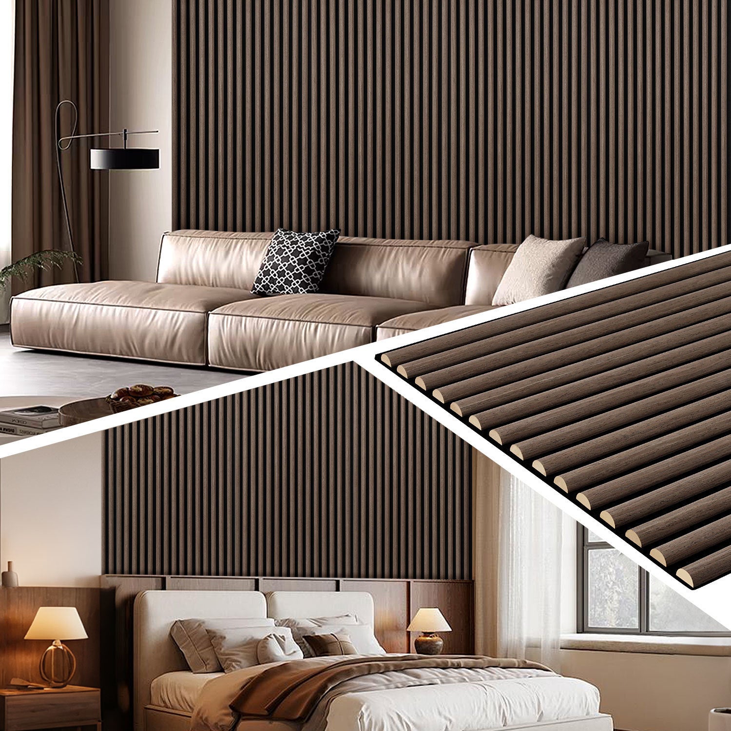 Semicirculares Panel con listones Revestimiento mural natural Panel ...