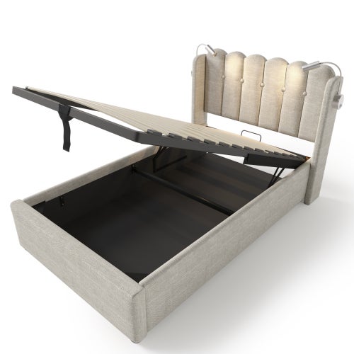 Lit capitonné avec fonction de lecture et de charge, lit individuel ...