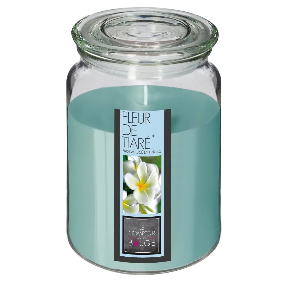 Bougie Parfumée en Verre "Couvercle" 510g Fleur Tiaré | Leroy Merlin