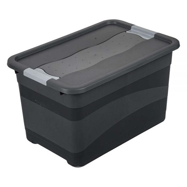 Caisse de rangement avec couvercle 52 litres - Gris | Leroy Merlin