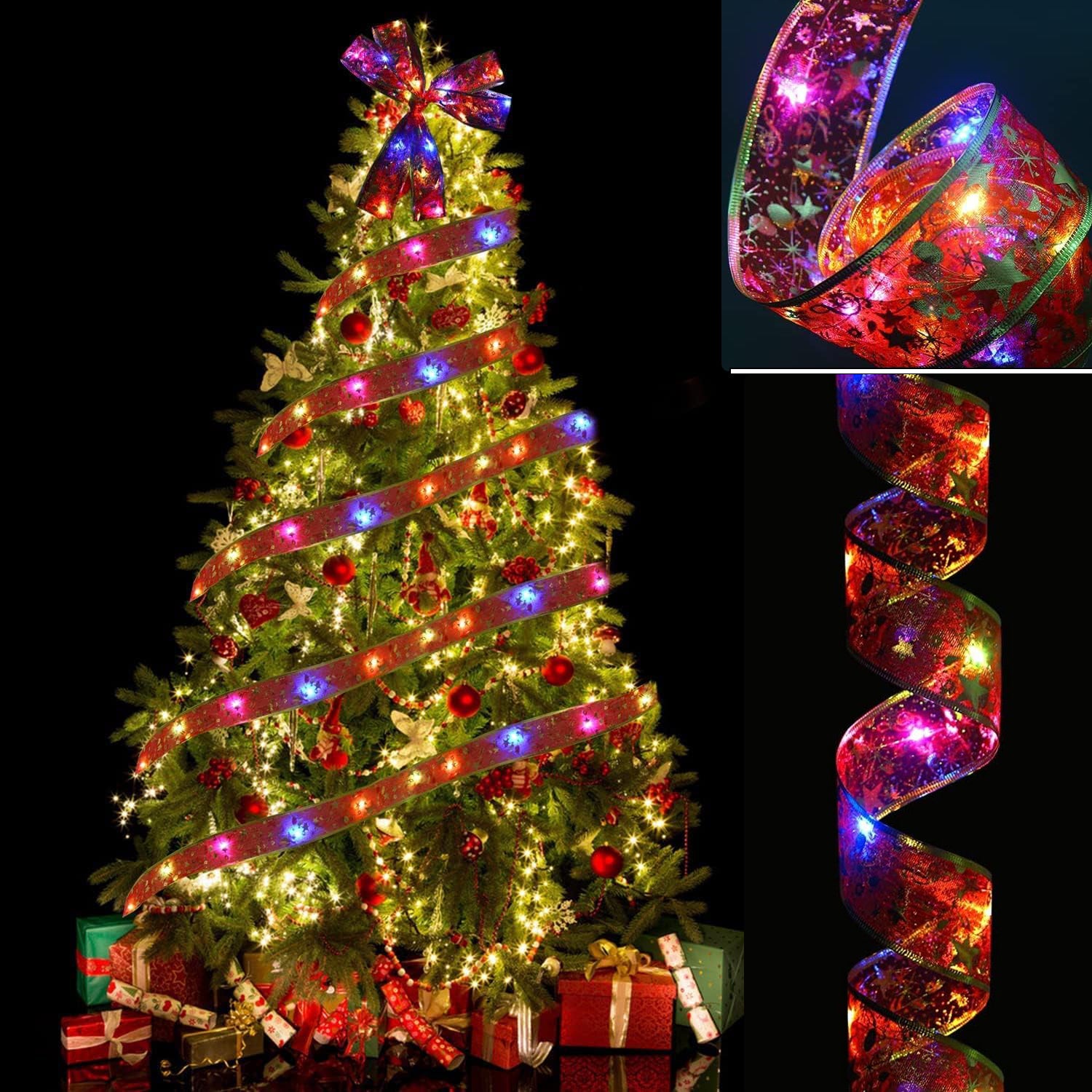 Guirlande lumineuse de Noël, décorations d'arbre de Noël, guirlande ...