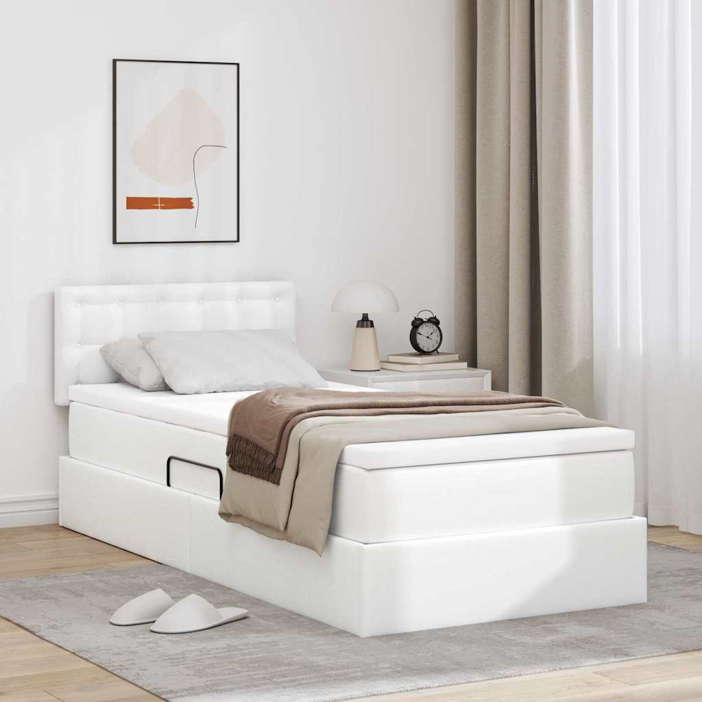 Lit avec rangement et LED avec stockage Blanc pur 100 x 200 cm | Leroy ...