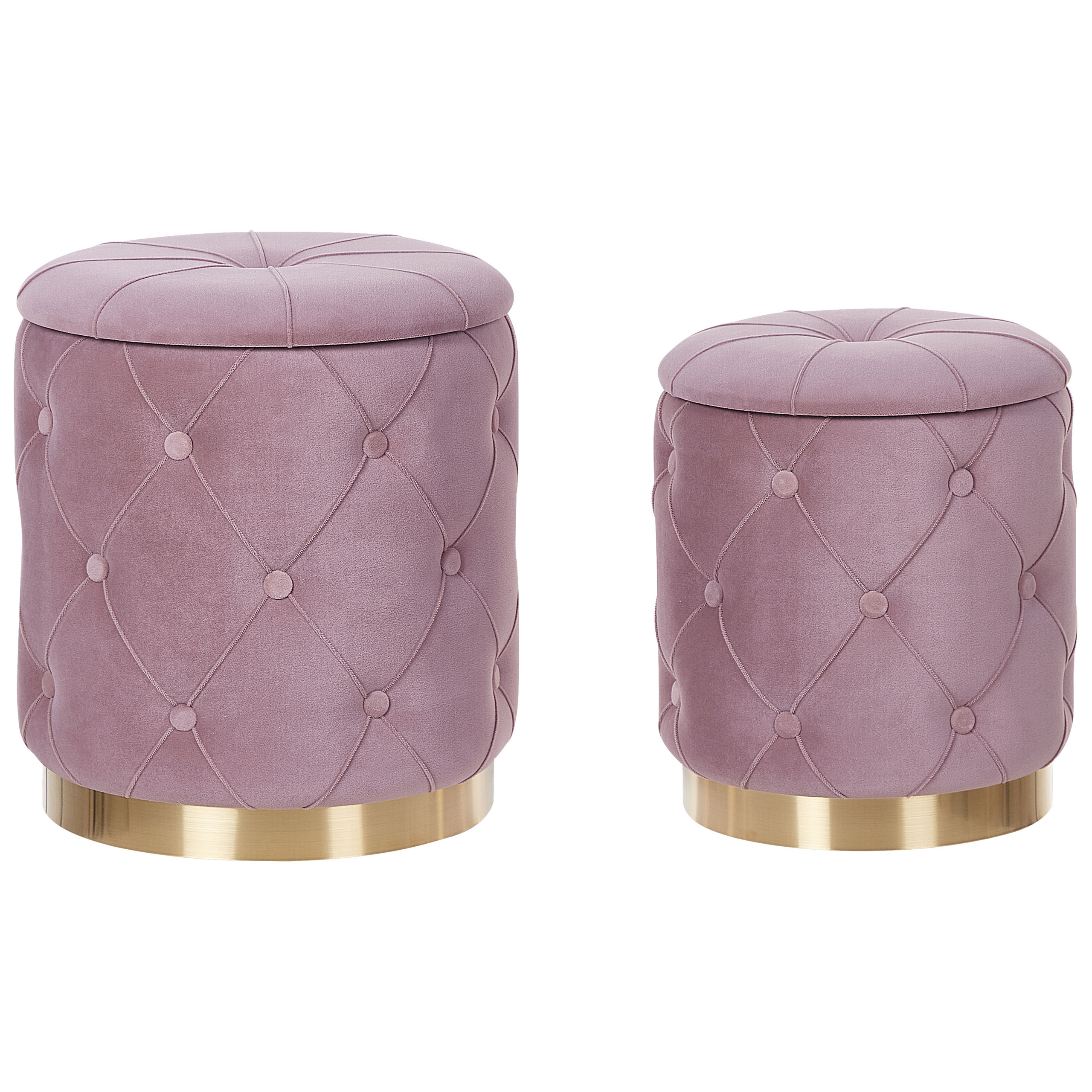 Pouf PUEBLO Set de 2 Rose Velours | Leroy Merlin