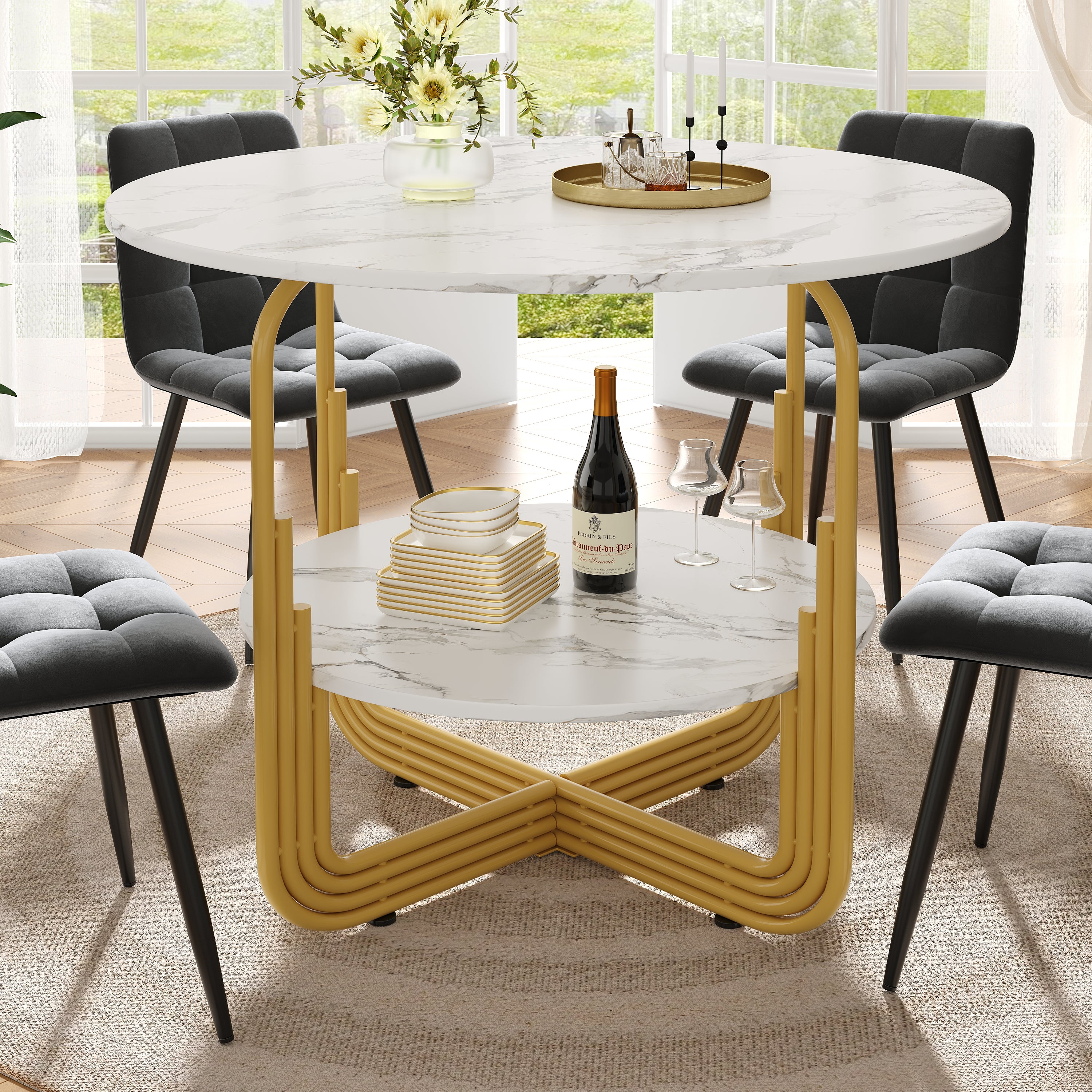 Table à manger ronde (80×80×76cm), table à manger de cuisine, table ...