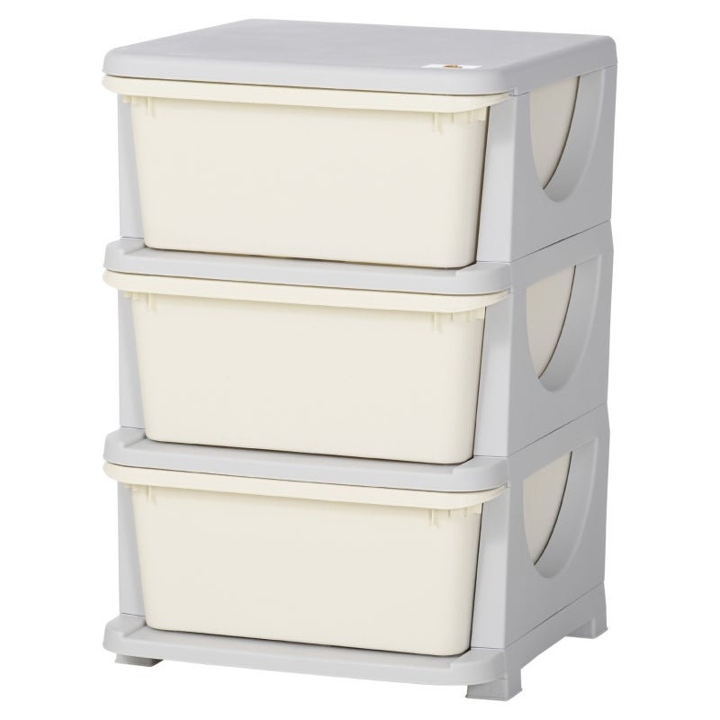 Boîtes rangement enfants blanc crème 37x37x56,5cm, 3 grands tiroirs ...