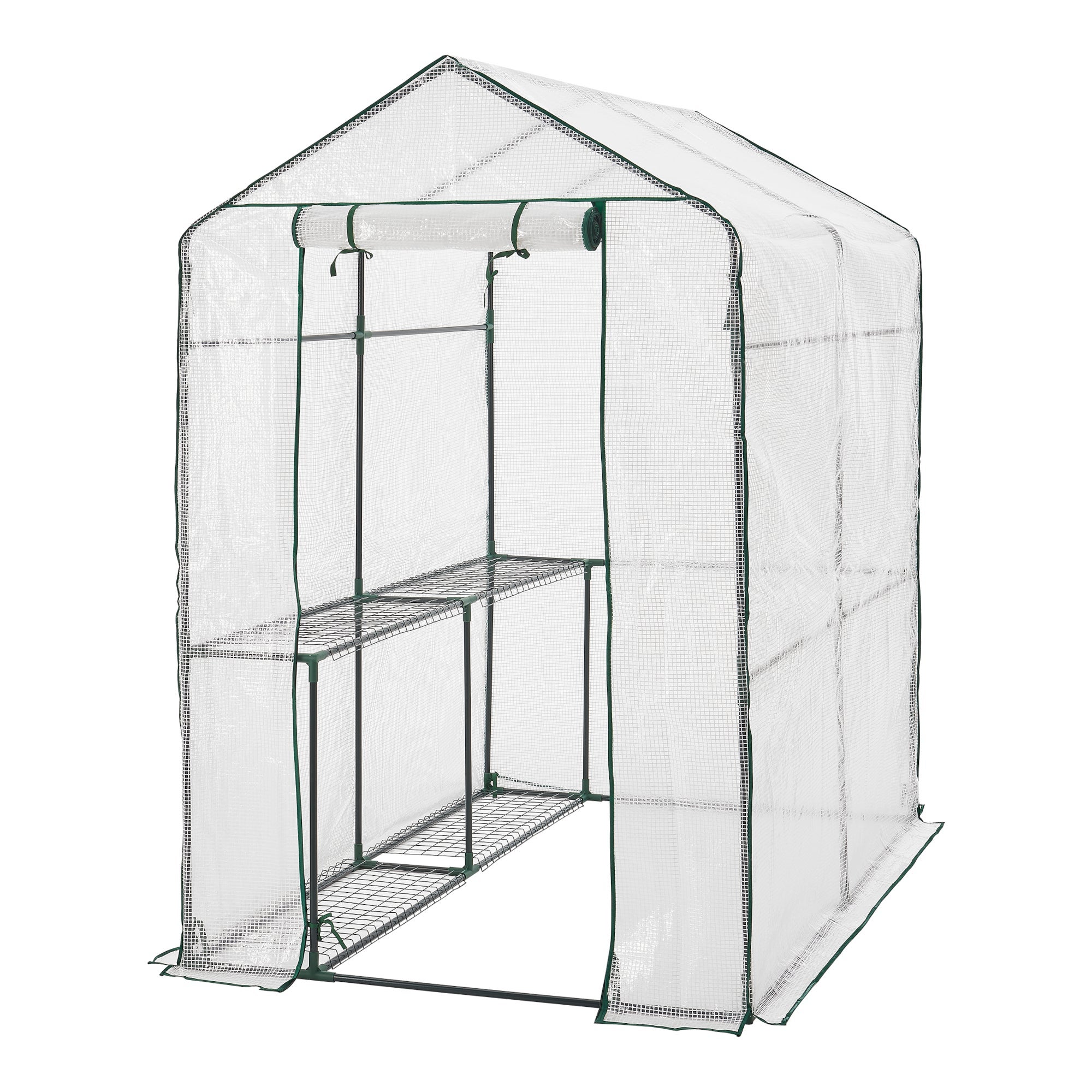 Serre de jardin en acier et polyéthylène avec étagères intégrées 120 x ...