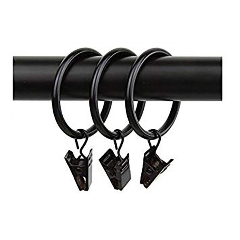 10 Anneaux pour Rideaux avec Pince ø 35mm Coloris - Noir | Leroy Merlin