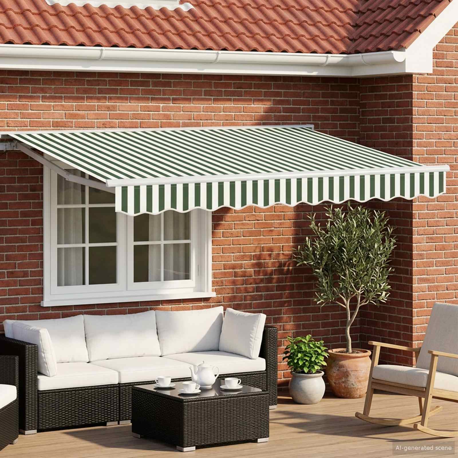 Toldo retráctil manual Verde y 3 x 2,5 m | Leroy Merlin