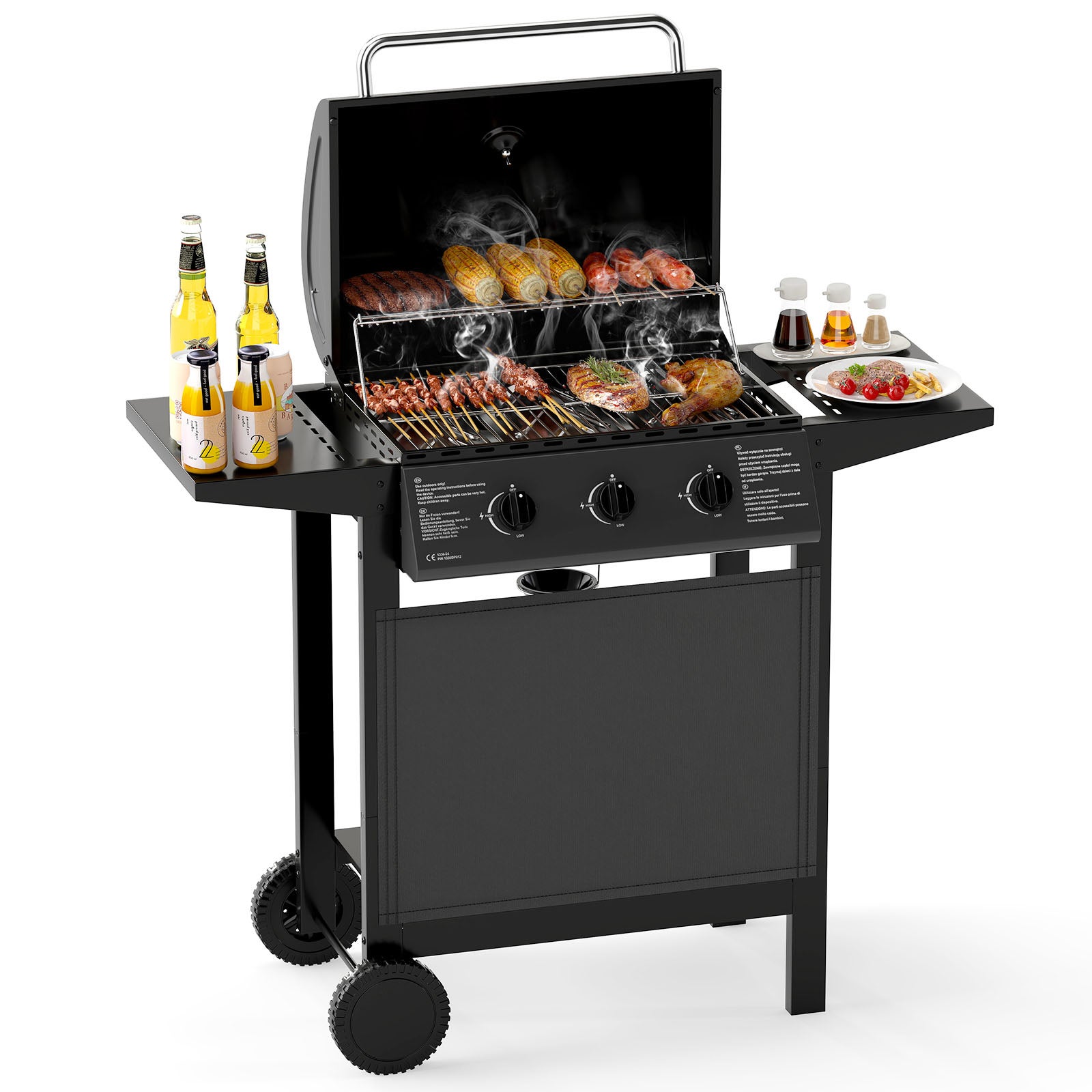 Barbacoa Gas Propano XXL de 3 Quemadores, Barbacoa de Gas 7,03kW con ...
