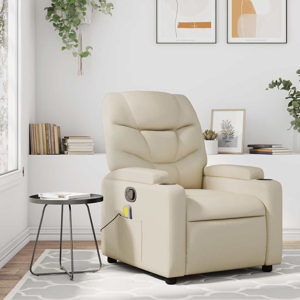 Maison Exclusive - Fauteuil de massage inclinable crème similicuir ...