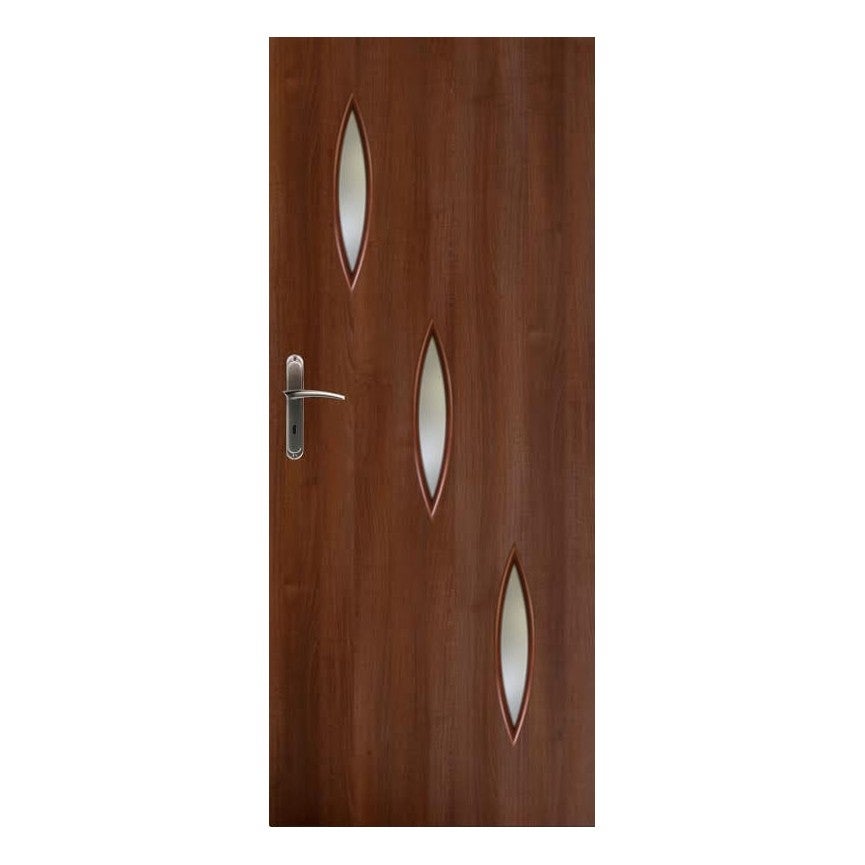 Porte d'intérieur vitrée SANTIAGO noyer - Poussant: Gauche - Largeur ...