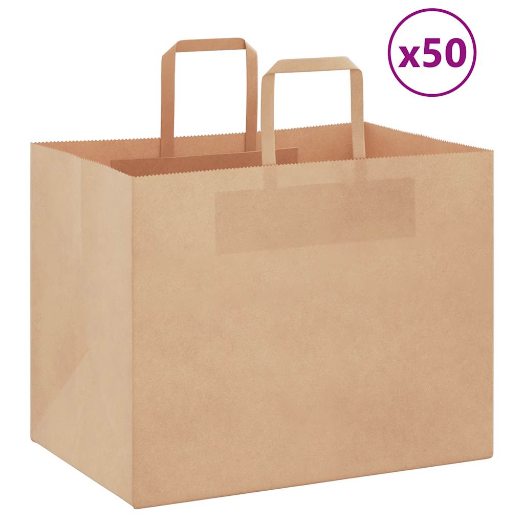 Sacs en papier kraft 50 pcs，Sacs kraft avec poignées marron 32x22x24 cm ...