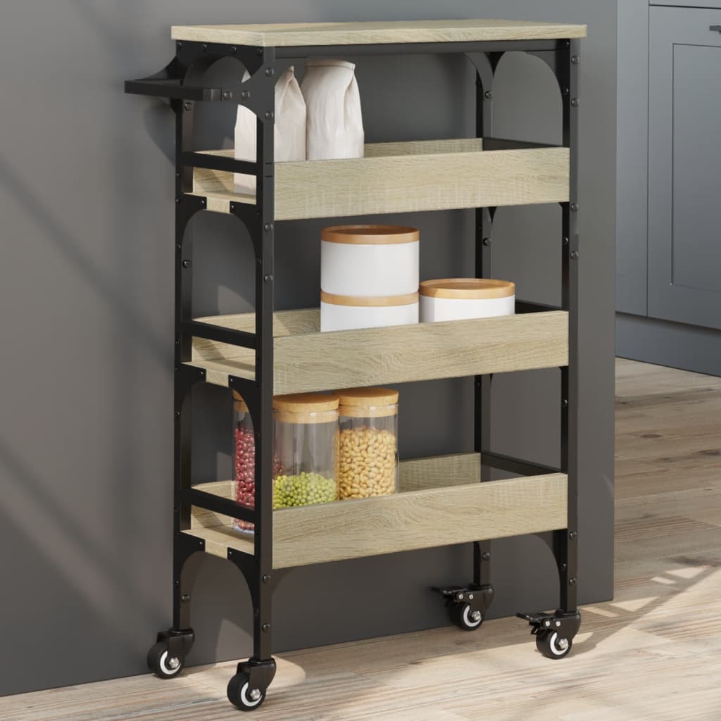 Carro de cocina roble Sonoma 53x20x76 cm madera contrachapada | Leroy ...