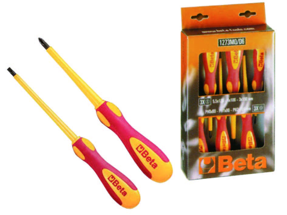 Juego de 6 piezas. Destornilladores planos y Phillips aislados Beta 1273MQ/D6 1000V | Leroy Merlin