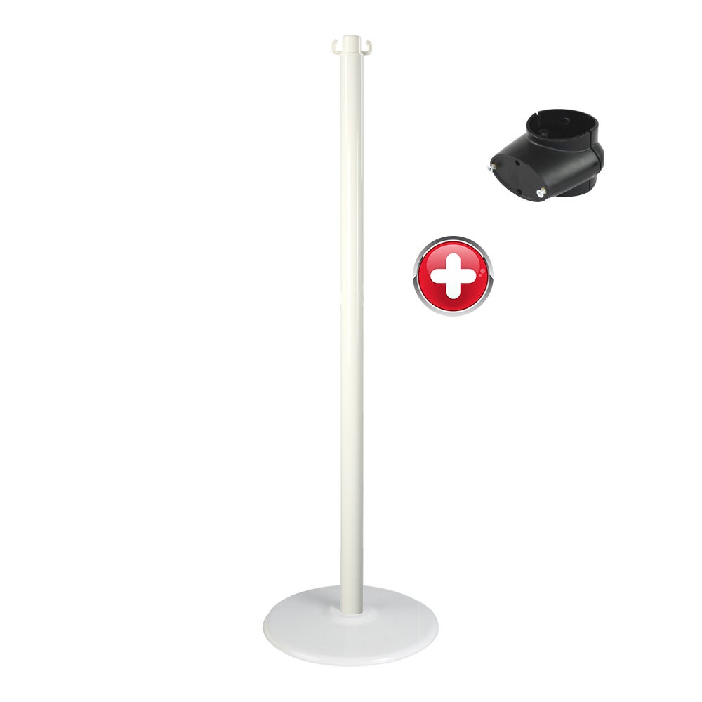 Poteau acier 1m30 Blanc sur socle acier avec support panneau - 2227124 ...