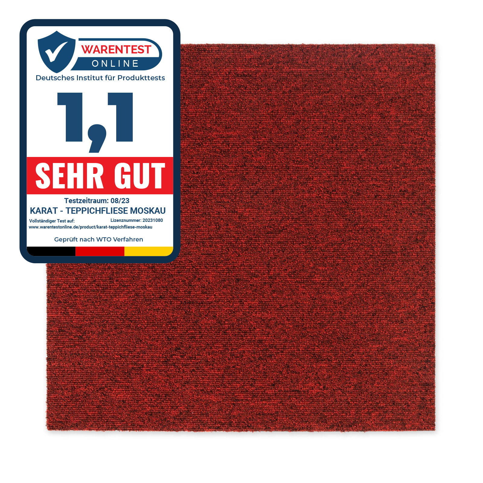 Dalles de moquette autoportantes Moscou, Rouge 50 x 50 cm | Leroy Merlin