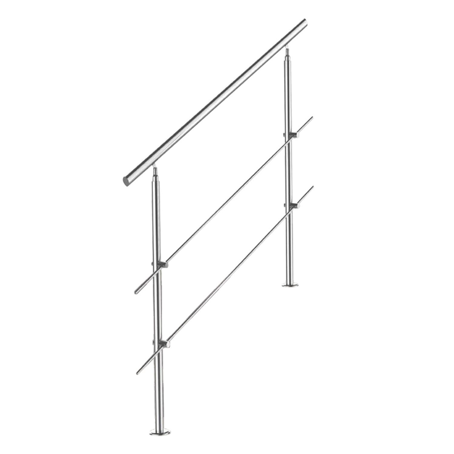 Kit barandilla exterior longitud 47,2» acero inoxidable 2 carriles para porches y terrazas ...