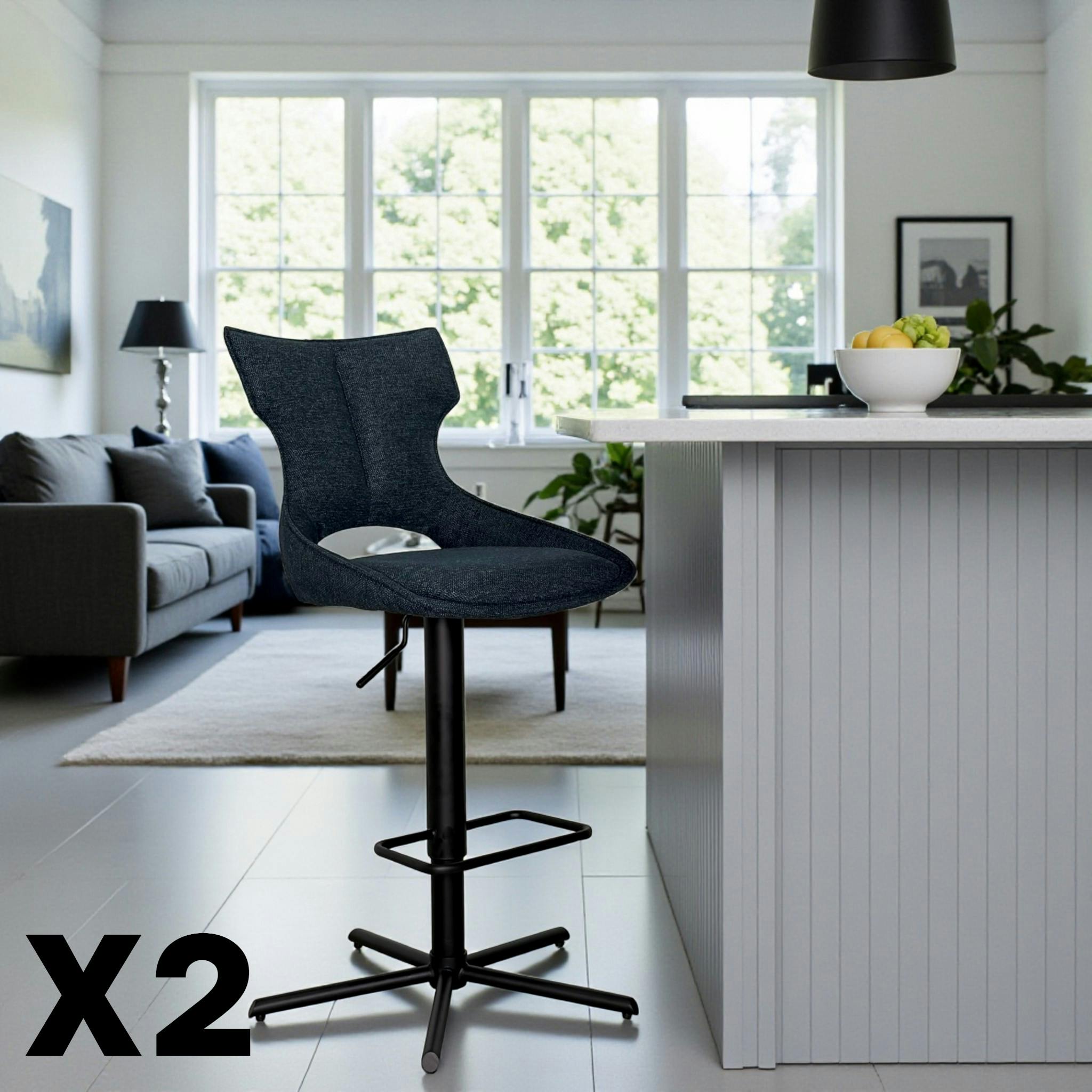 Chaise de bar réglable bleue à dossier ouvert (lot de 2) LOMBARDIE ...