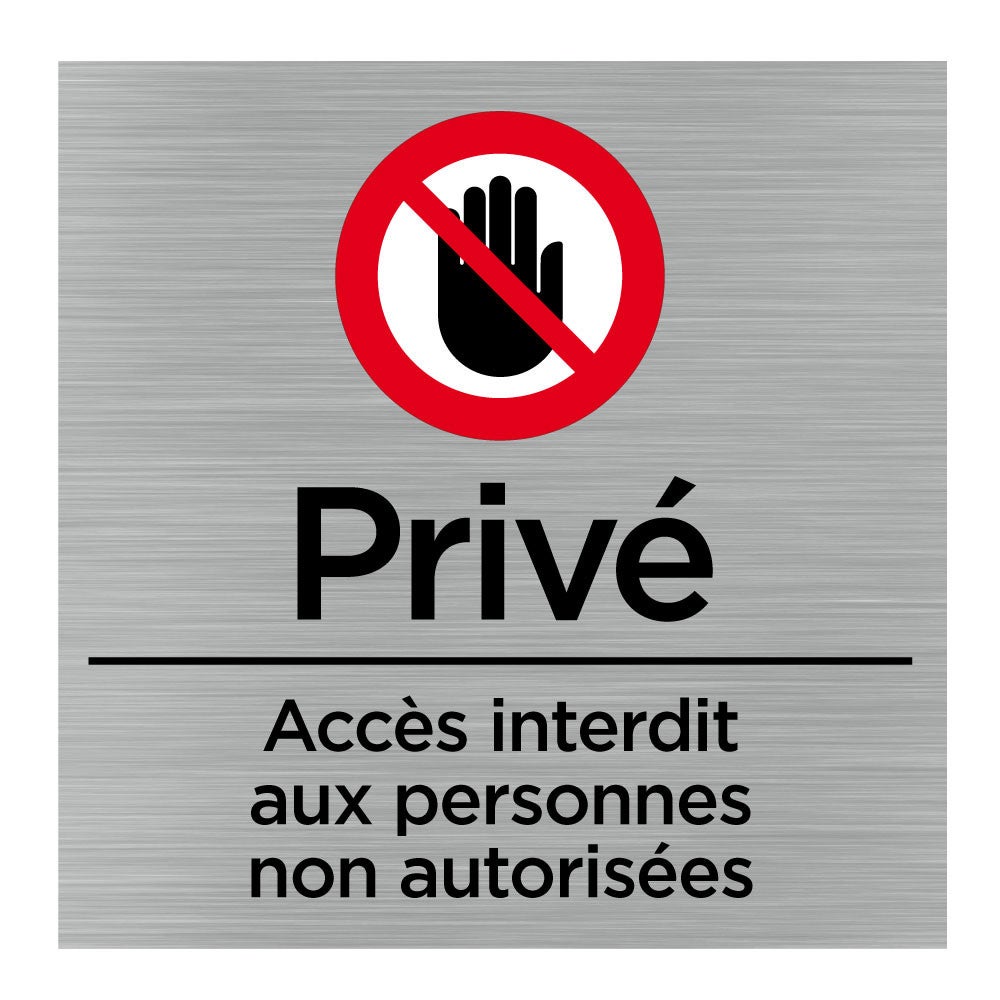 Plaque de porte carré pictogramme privé accès interdit aux personnes ...