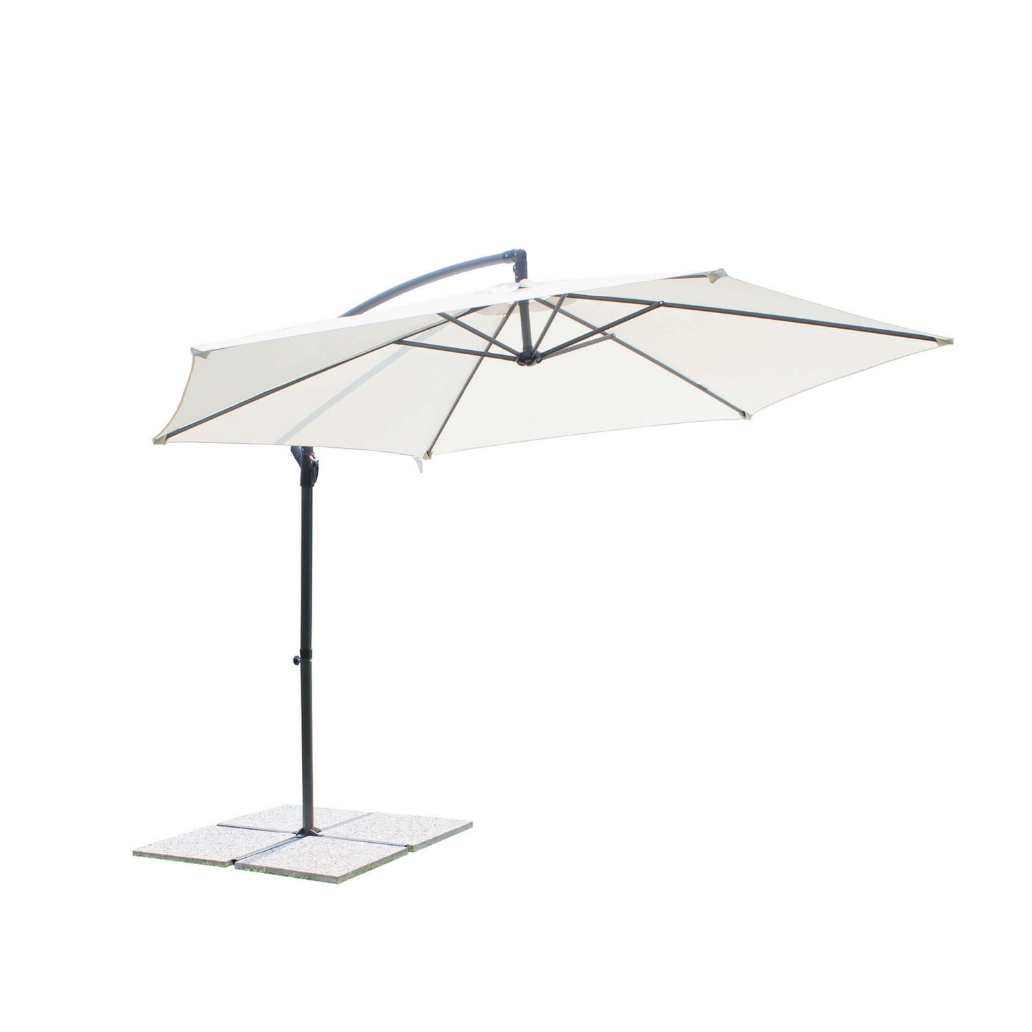 Parasol de jardin déporté Ronde Ø3 avec toile de polyester Blanc mod ...