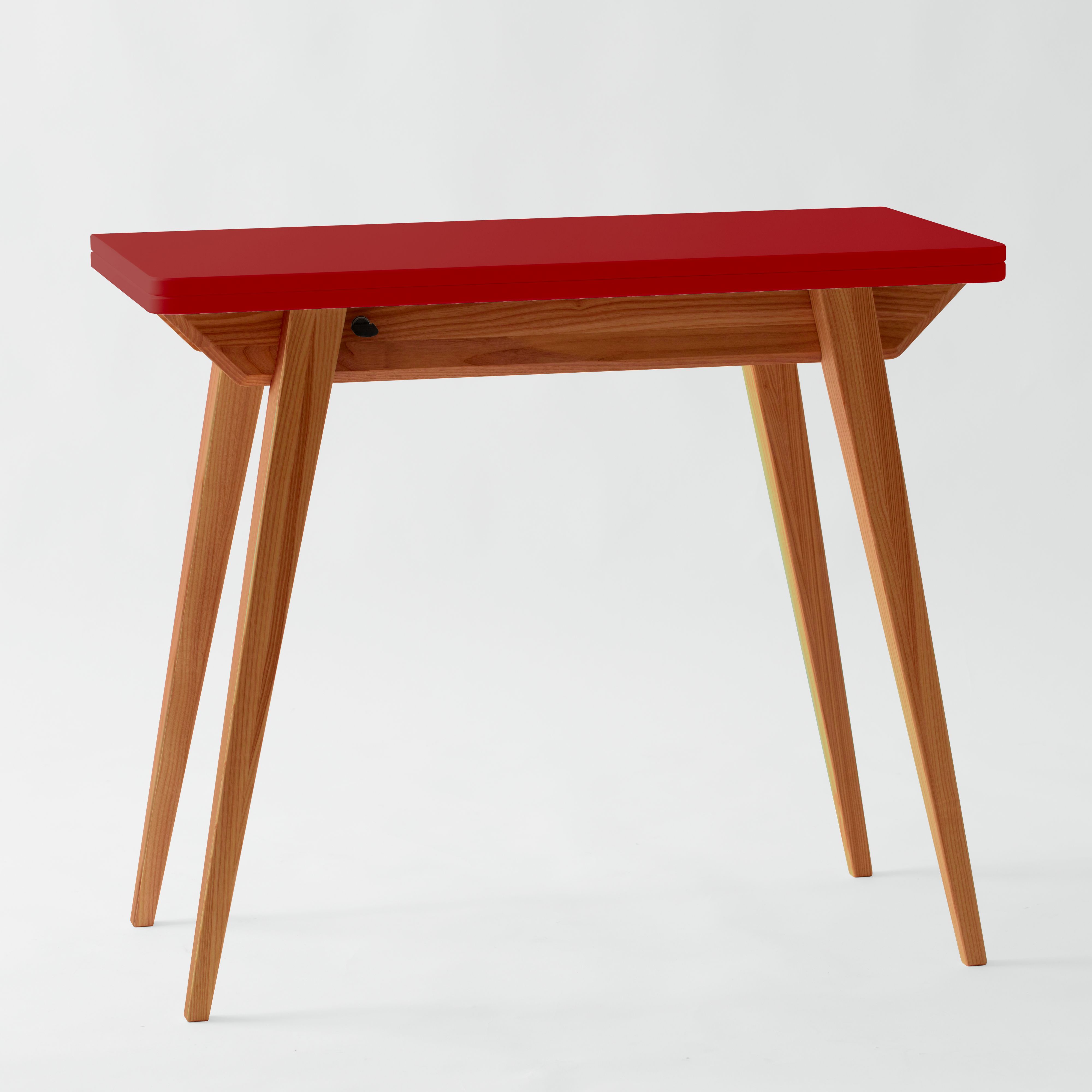 Petite table console 90x45x76 Envelope, Rouge pur, Chêne, table pour 2 ...