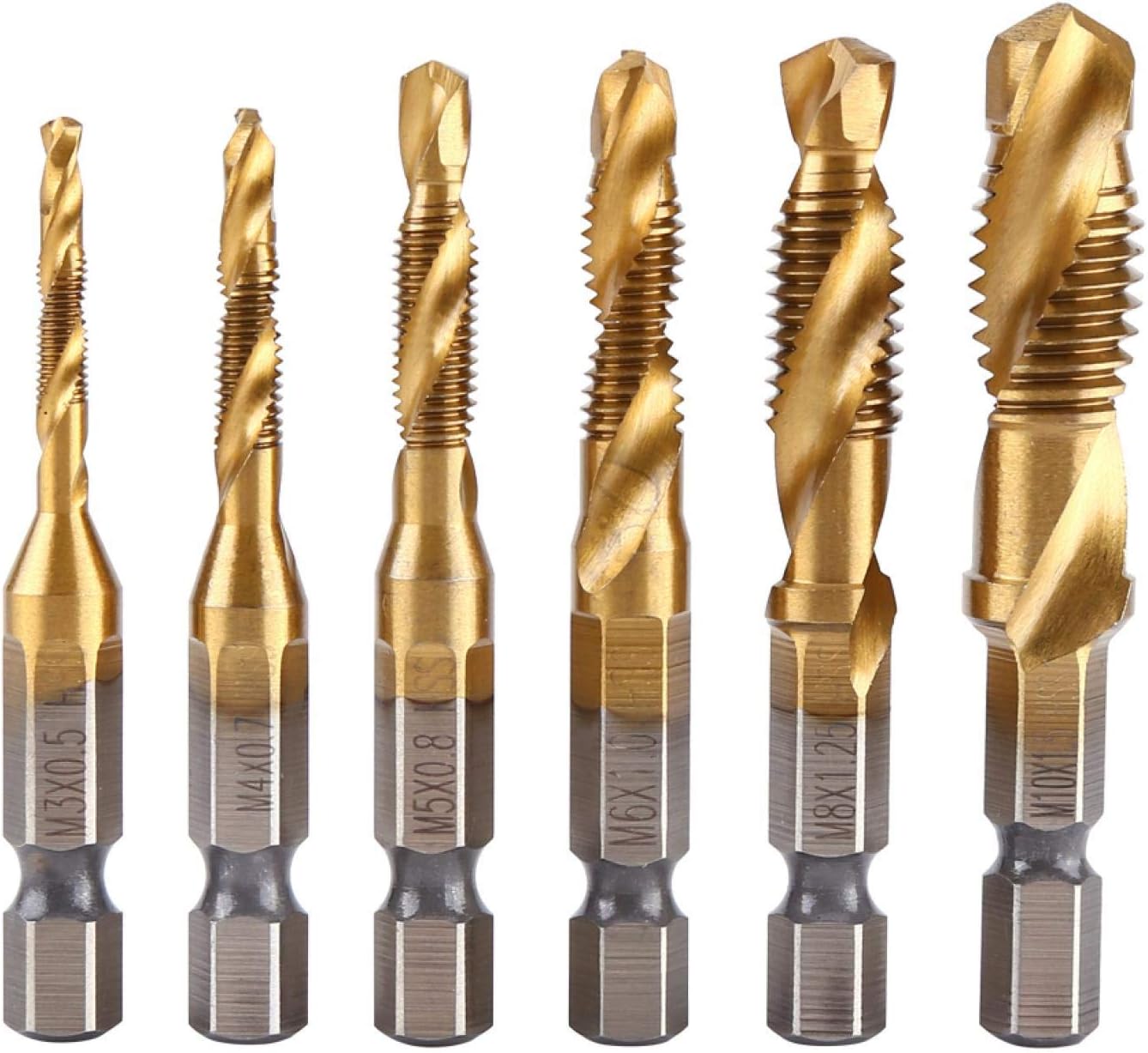 6pcs Filetage M3-M10 HSS Forets et tarauds 1/4 "Hex Shank | Leroy Merlin