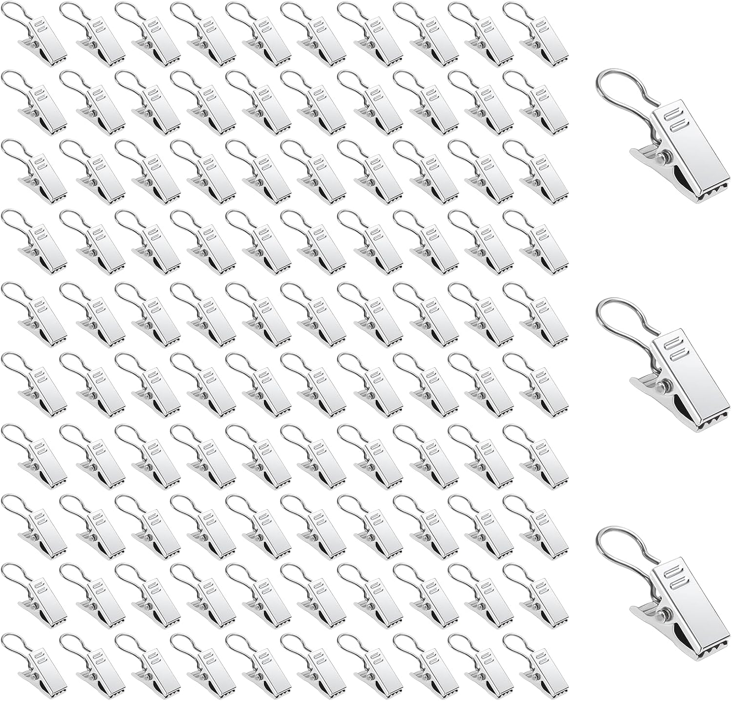 Kit de 100 ganchos para sujetar cortinas, clips de acero inoxidable ...