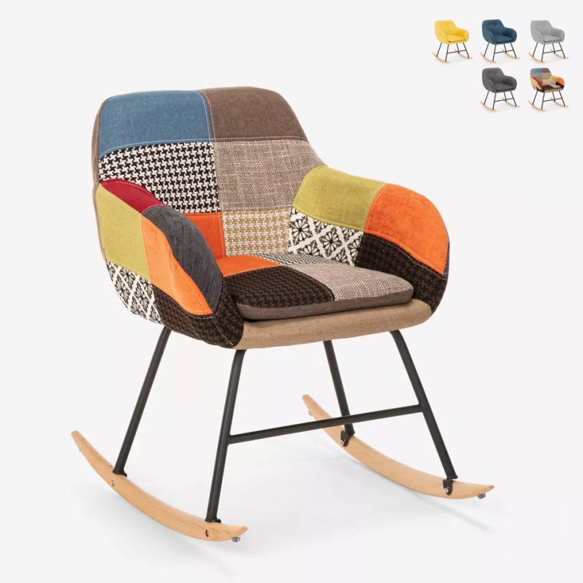 Silla mecedora de tela patchwork de diseño moderno Woodpecker - Patchwork 3 | Leroy Merlin