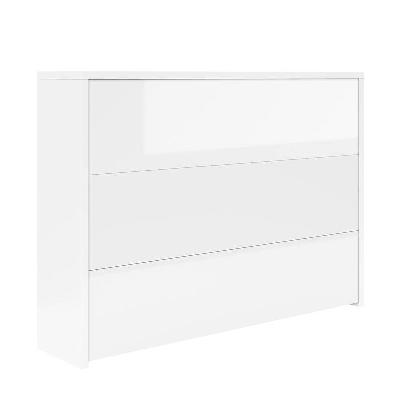 Bureau pliant blanc laqué 2-en-1 avec roulettes, chargeur sans fil et ...