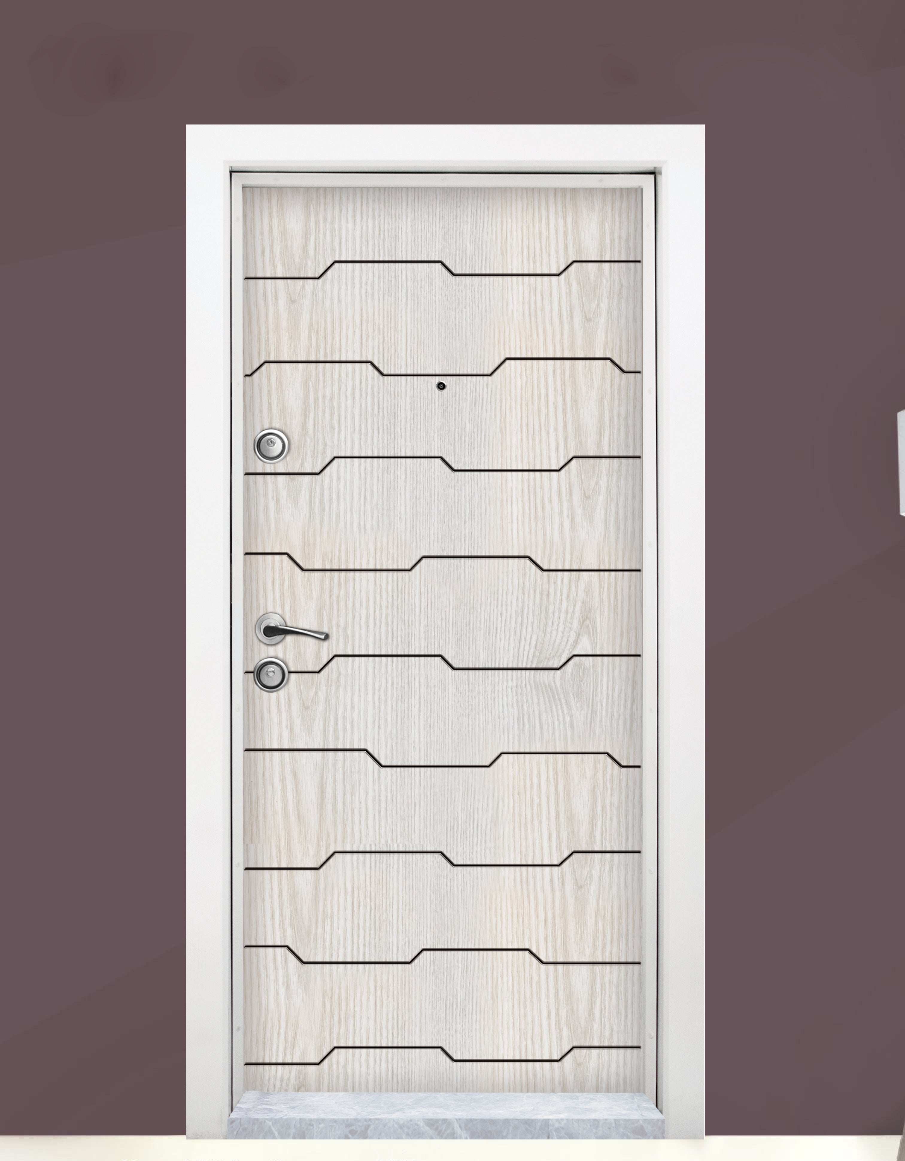 Porta blindata legno chiaro laminata MDF isolamento lana minerale ...
