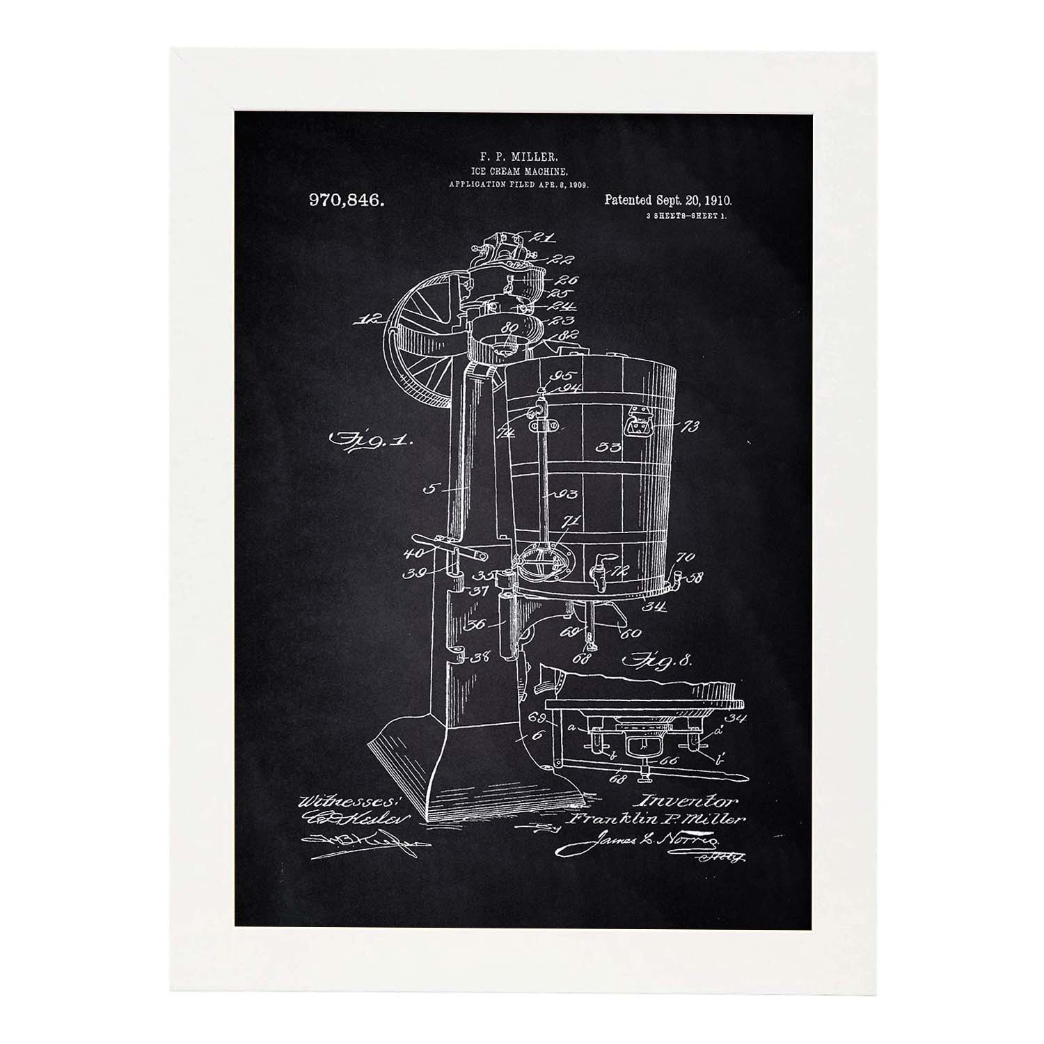 Affiche De La Machine À Crème Glacée. Perte Avec Old Patent Design ...
