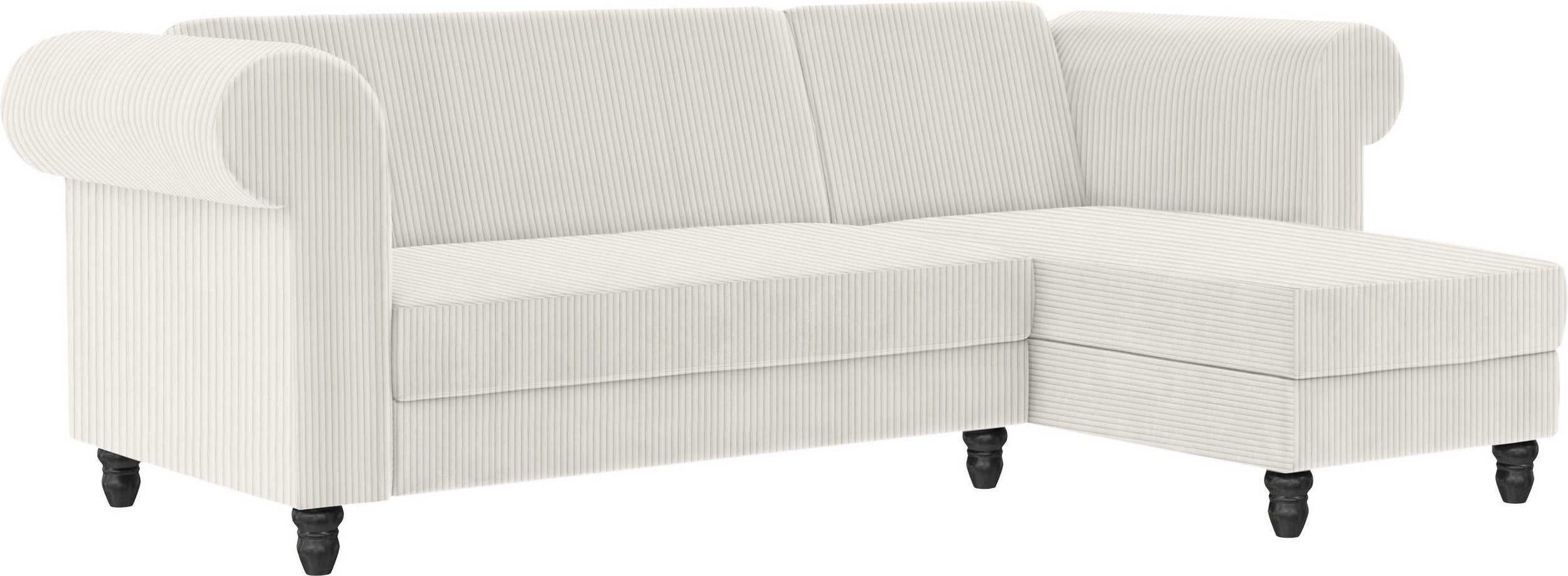Felix II|Sofá cama de 3 plazas con chaise longue en tela color crema ...