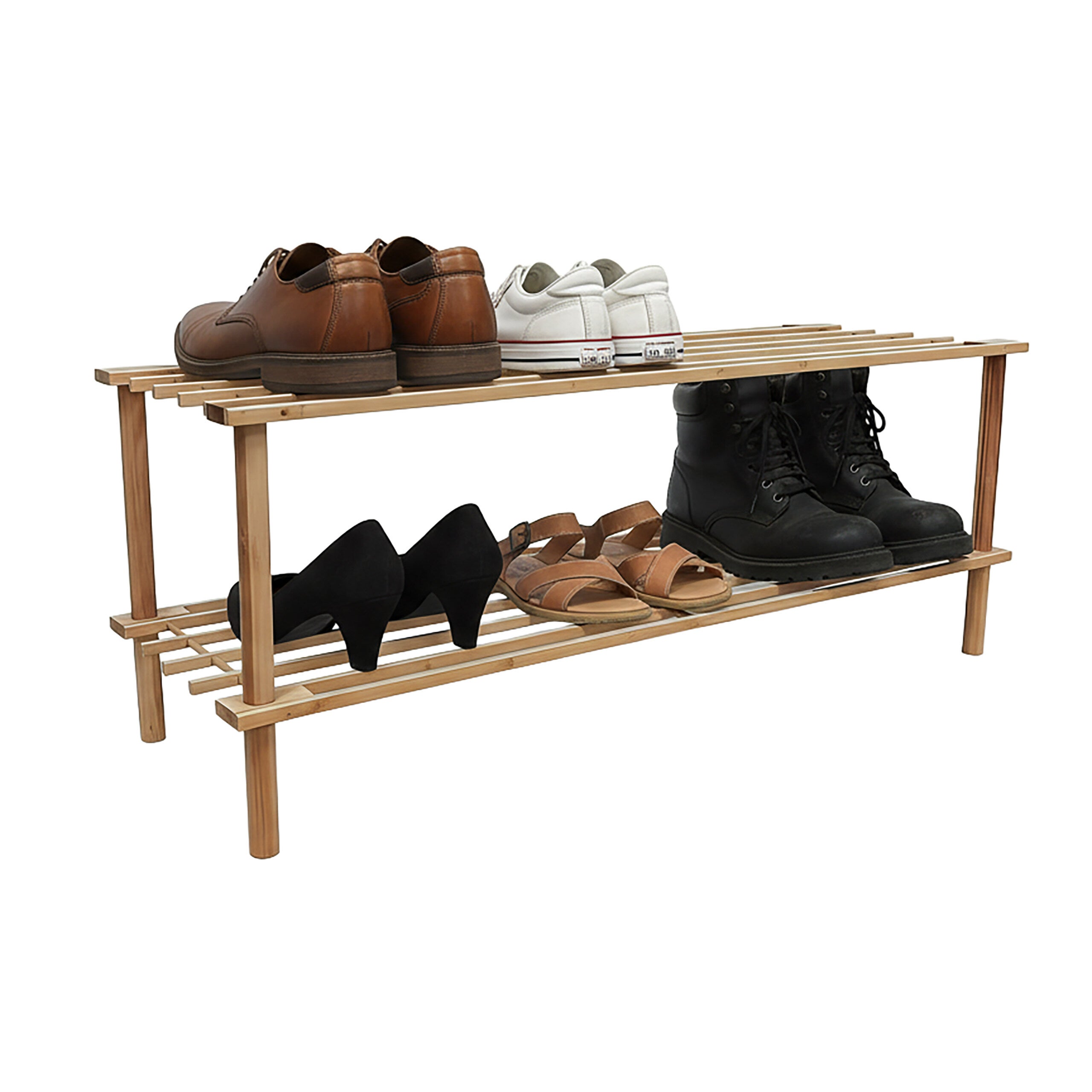 Étagère à chaussures en bambou, 2 niveaux (6 paires), 30×74×26 cm ...