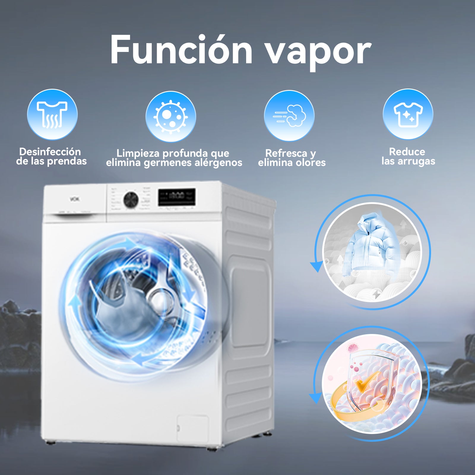 Lavadora VOK Carga Frontal 8 kg 1200 rpm Clase A Motor Inverter Modelo ...