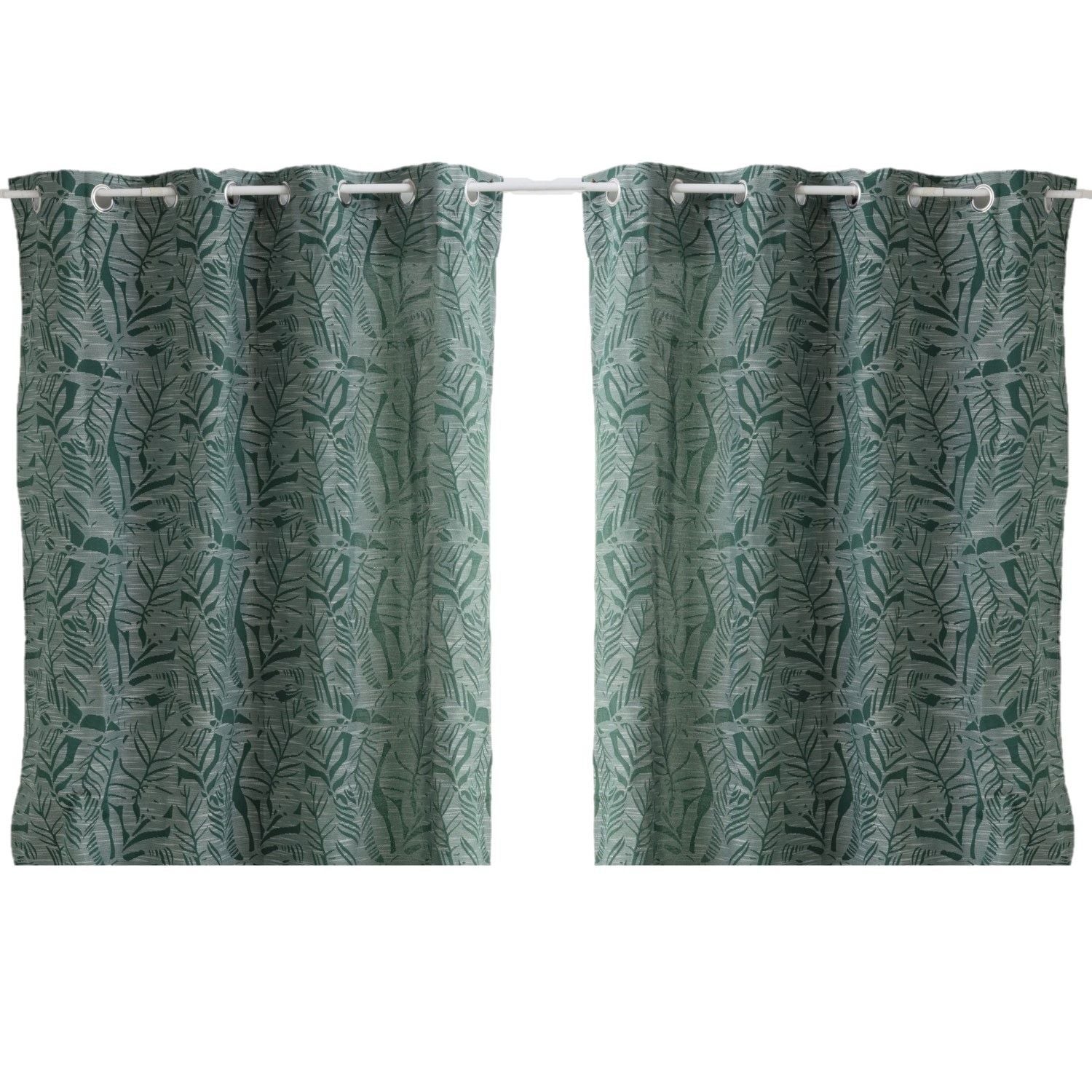 Lot de 2 Rideaux Folha au tissage jacquard - 140 x 260 - Vert Cèdre ...