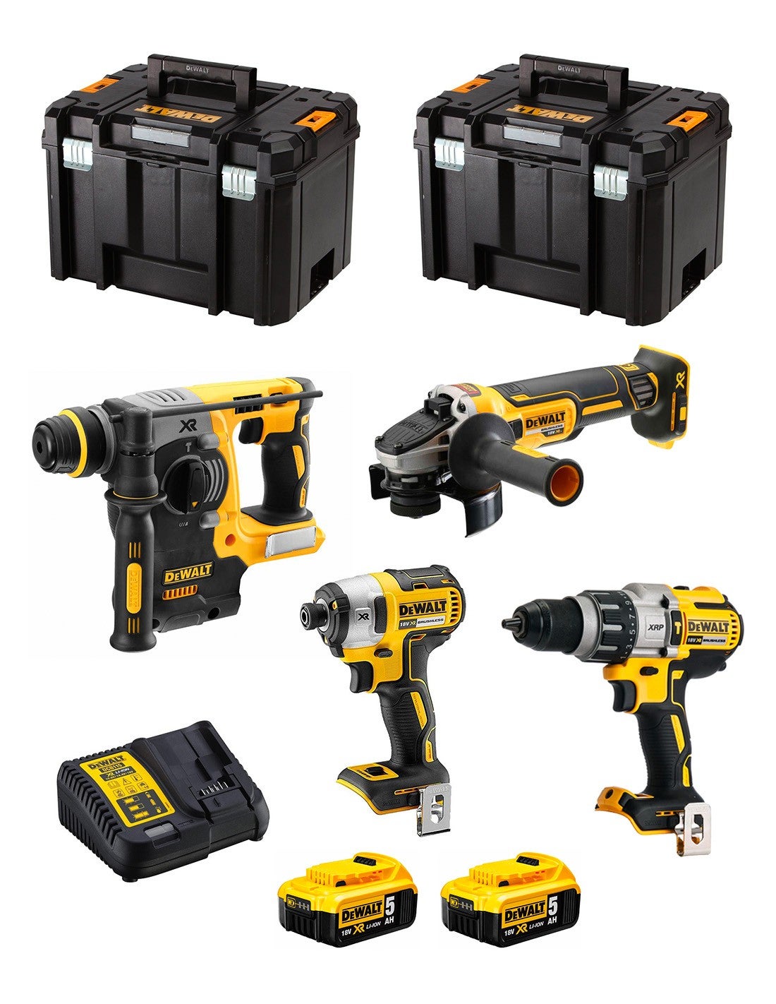 DeWALT Kit DWK401 (DCD996 DCH273 DCG405 DCF887 2 x 5,0 Ah DCB115 2 x ...