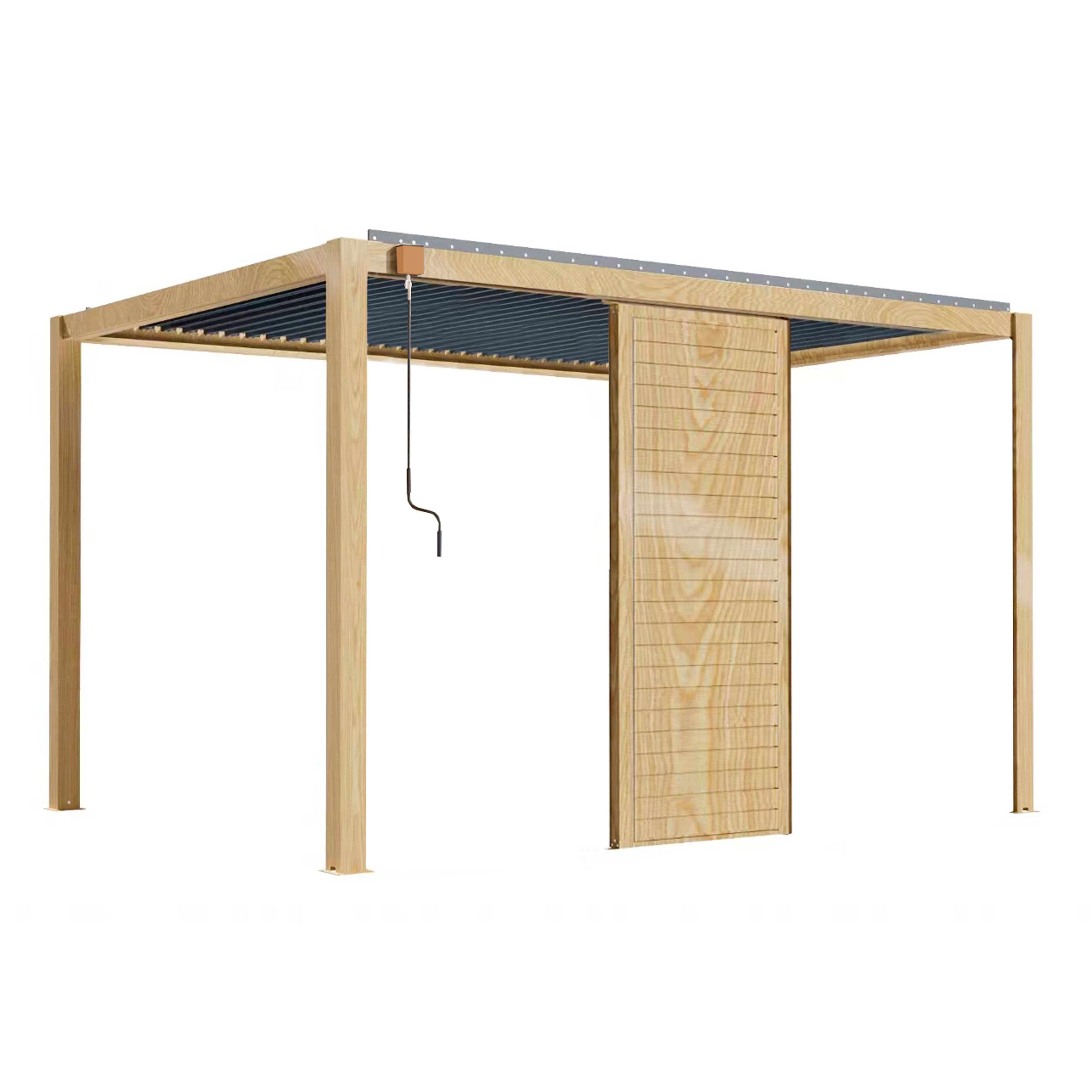 Pérgola bioclimática autoportante 3x4m en madera con 1 mampara ( 1 ...