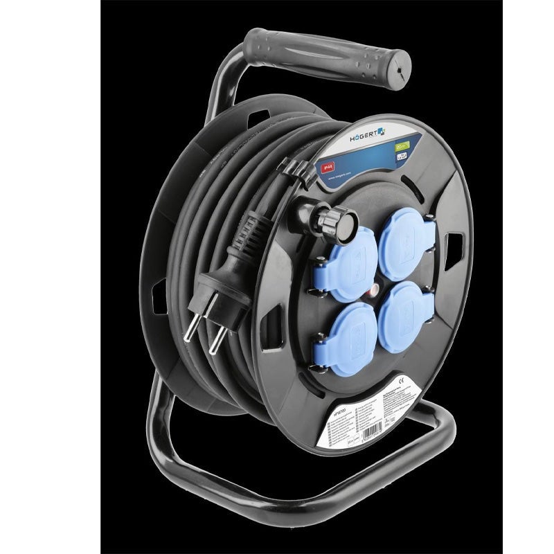 Rallonge avec bobine - HOGERT - HT1E720 - 20m 3x1,5mm | Leroy Merlin