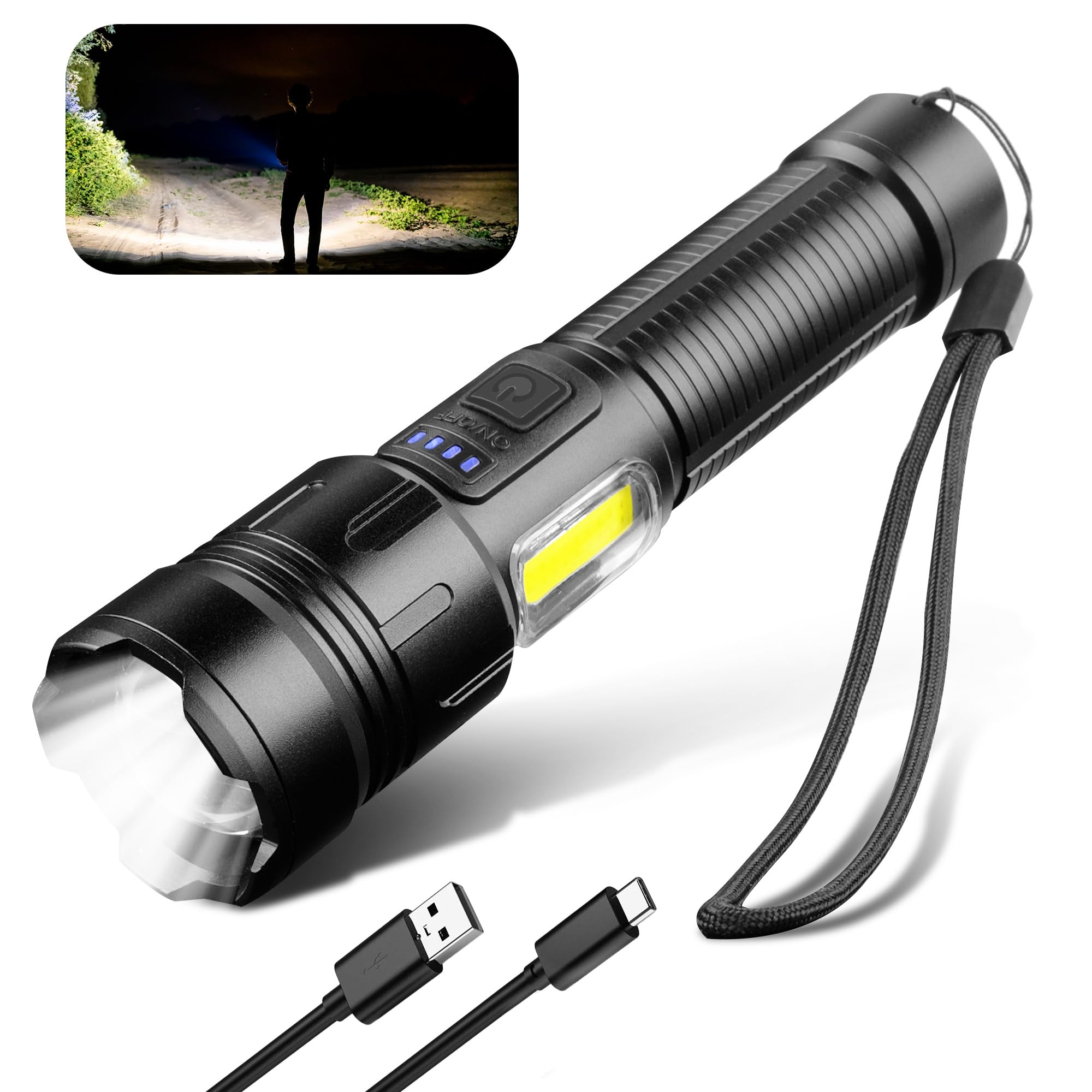 AiQInu torcia led ricaricabile 10000 Lumen, torcia led potente ...