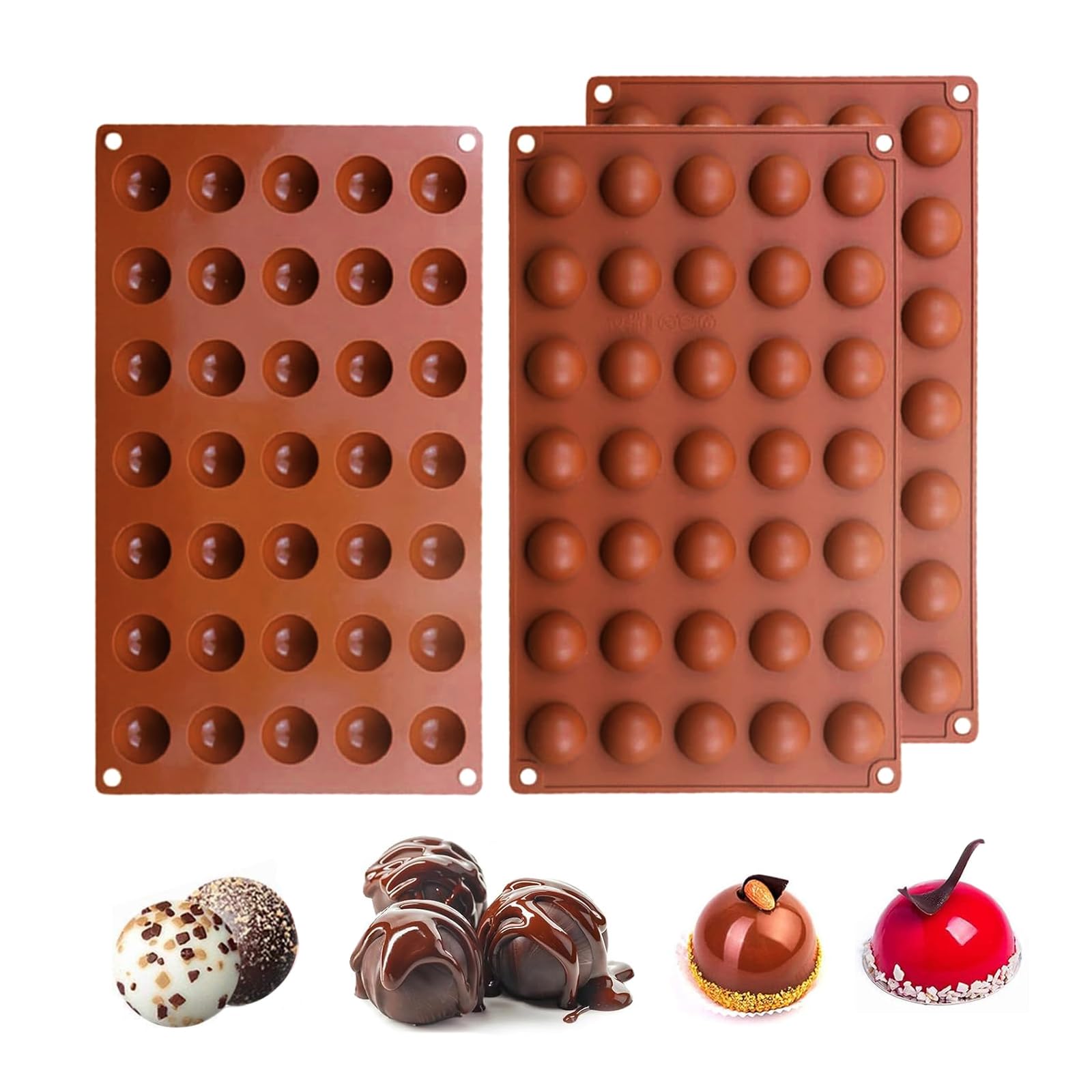3 Pièces Moule Silicone Pâtisserie Demi-Sphère 35 Cavités Chocolat ...